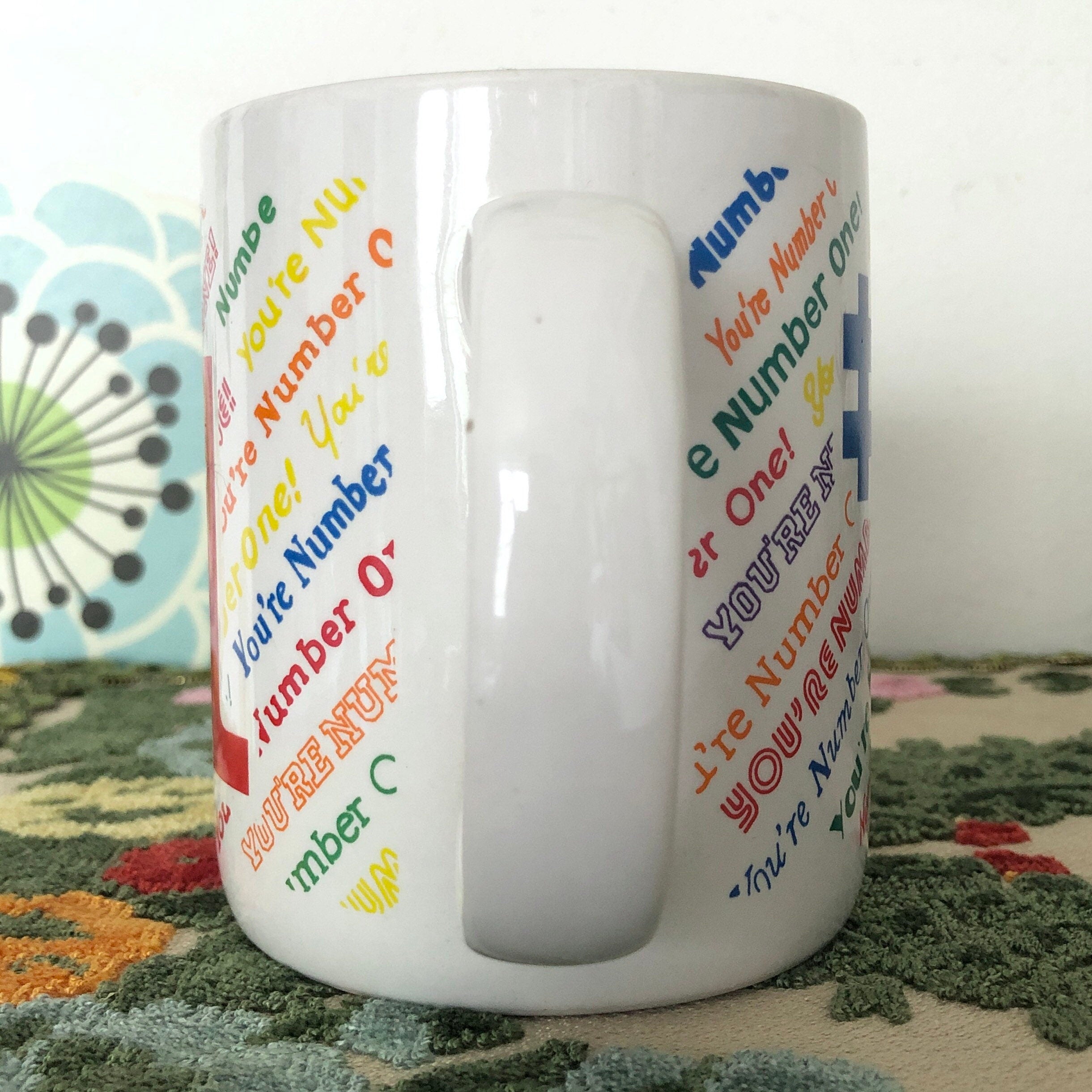 Vintage Number One Coffee Cup 80s #1 Mug In Rainbow Fonts | Shop THRILLING