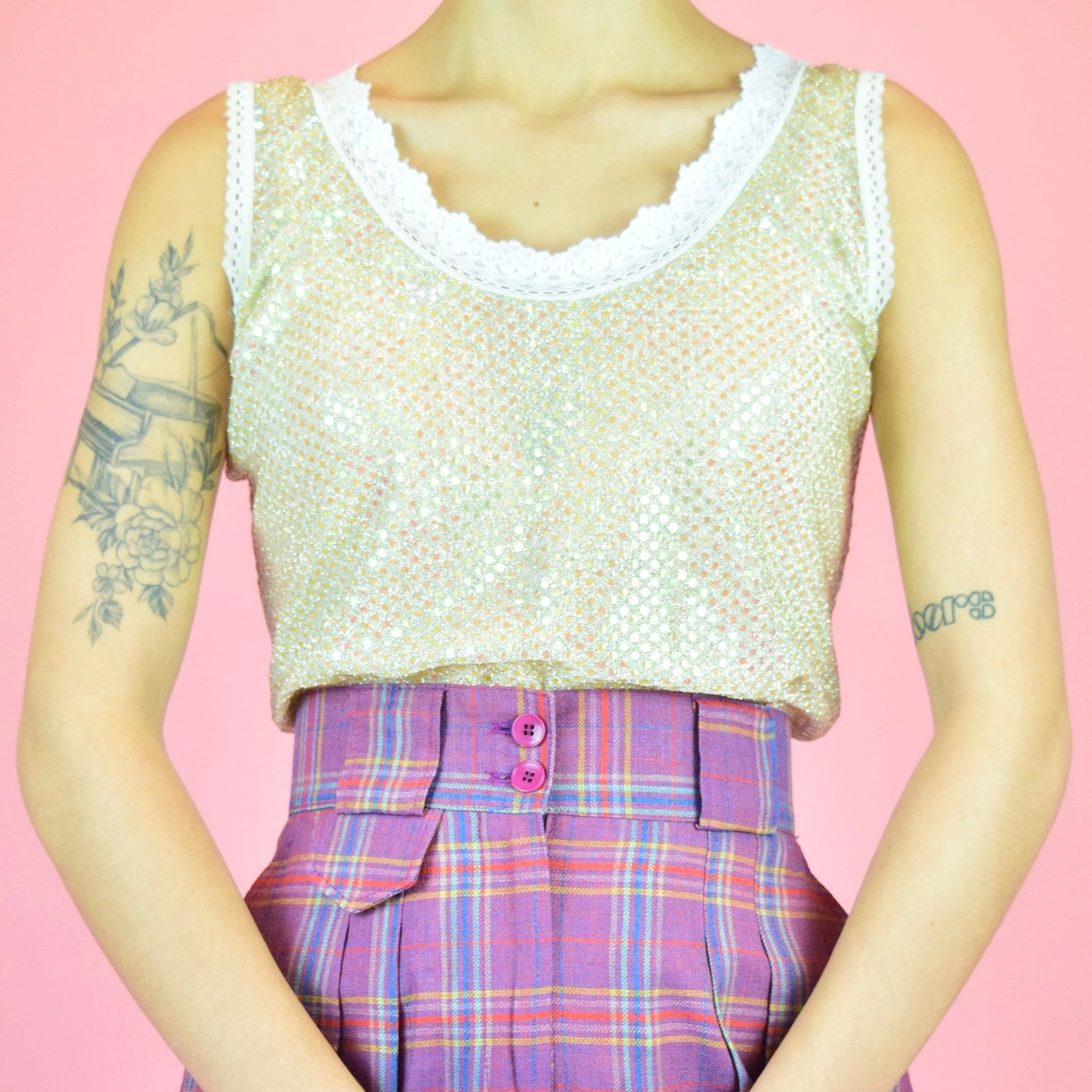 Vintage 90s Gold Sequin Party Disco Crop Top | Shop THRILLING