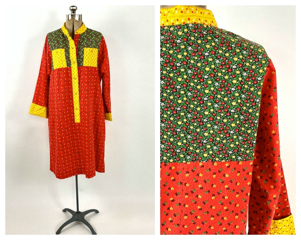 Vintage 70s Red Long Sleeve Tent Dress | Shop THRILLING