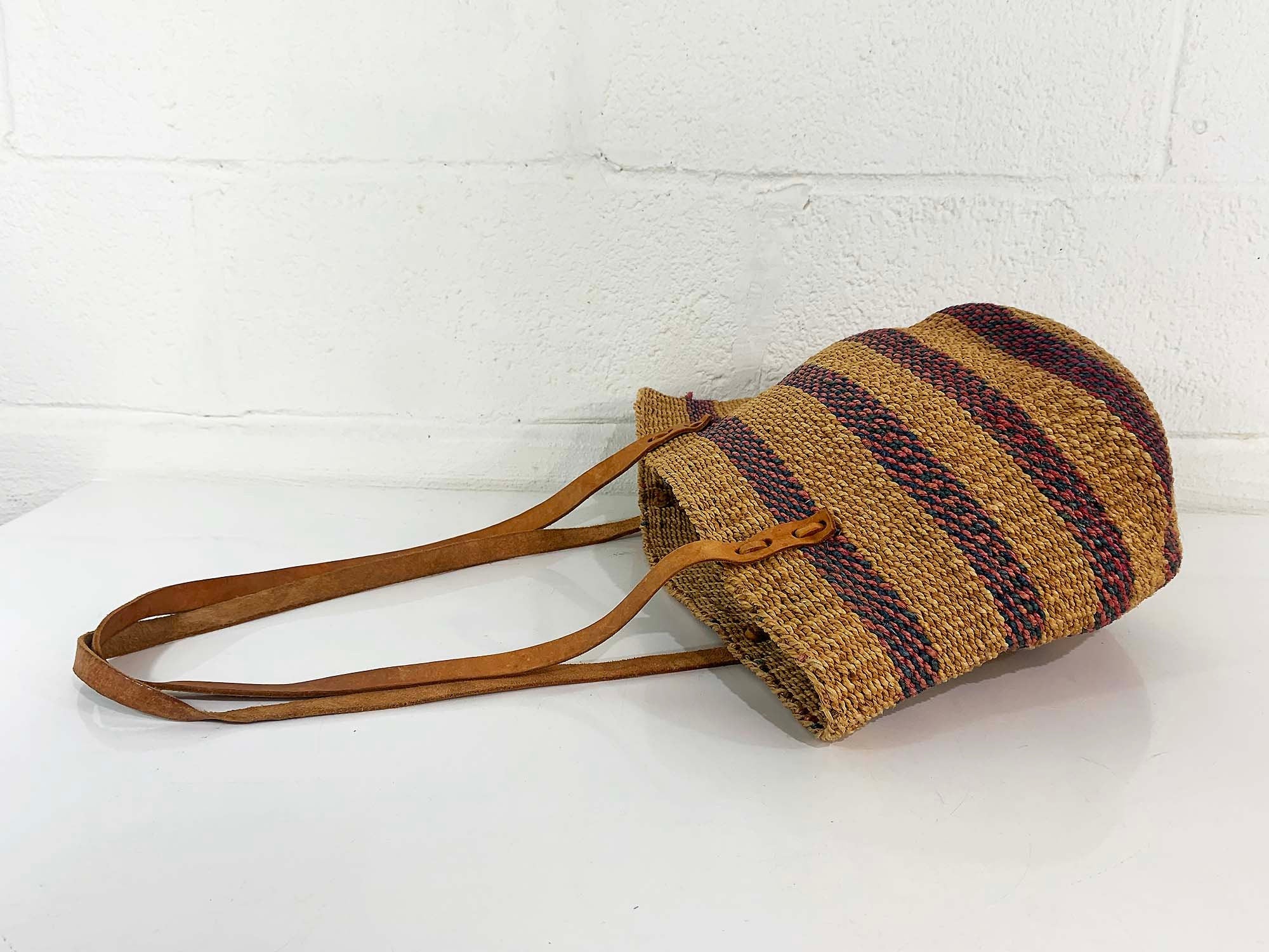 Vintage Sisal Kenyan Market Bag Woven Tote Leather 70s by Sisal | Shop ...
