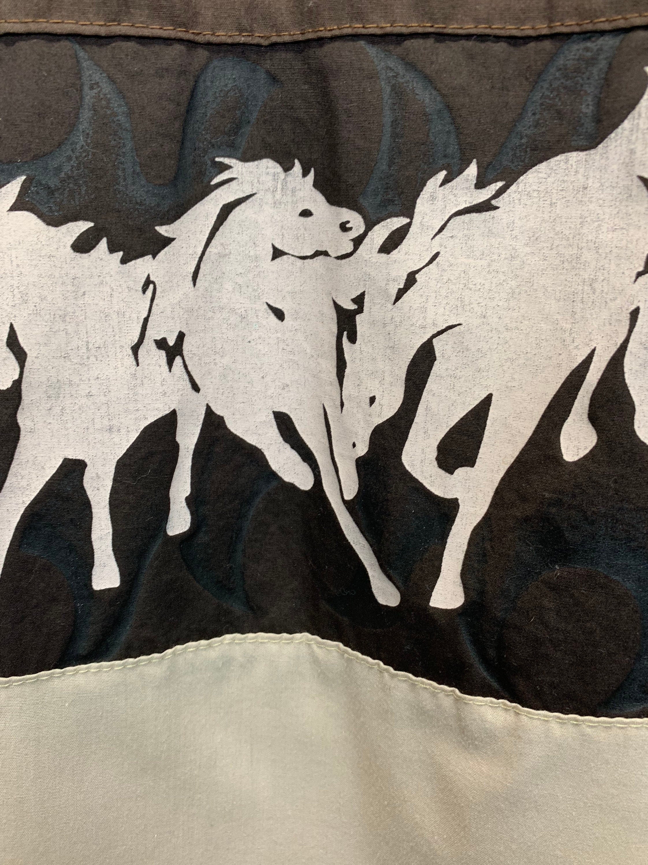 Vintage Colorblock Horse Panorama Cowboy Scene Western Cowboy Shirt Ge ...