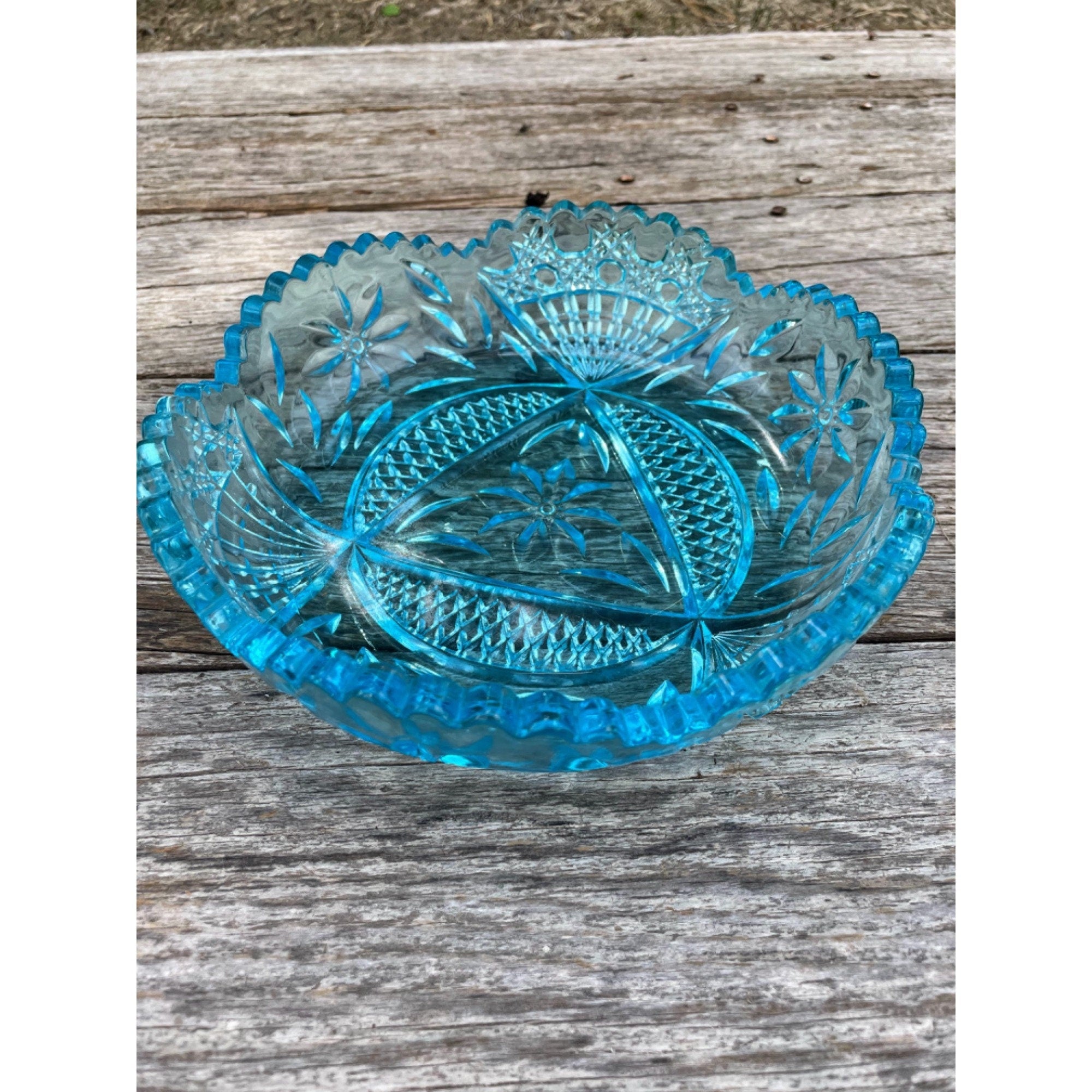 Vintage Turquoise Blue Pressed Glass Bowl Dish | Shop THRILLING
