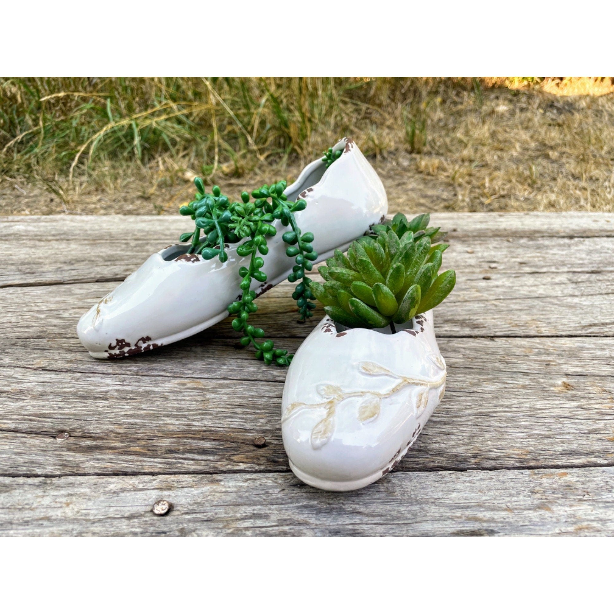 Vintage Shabby Cottage Chic Shoe Flats Planter Decor | Shop THRILLING