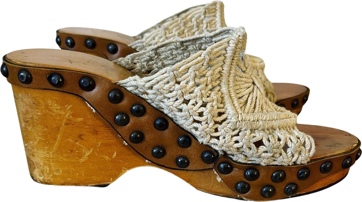 Vintage Rare Late 60s/early 70s Woodstock Era Wooden Platform Clogs ...