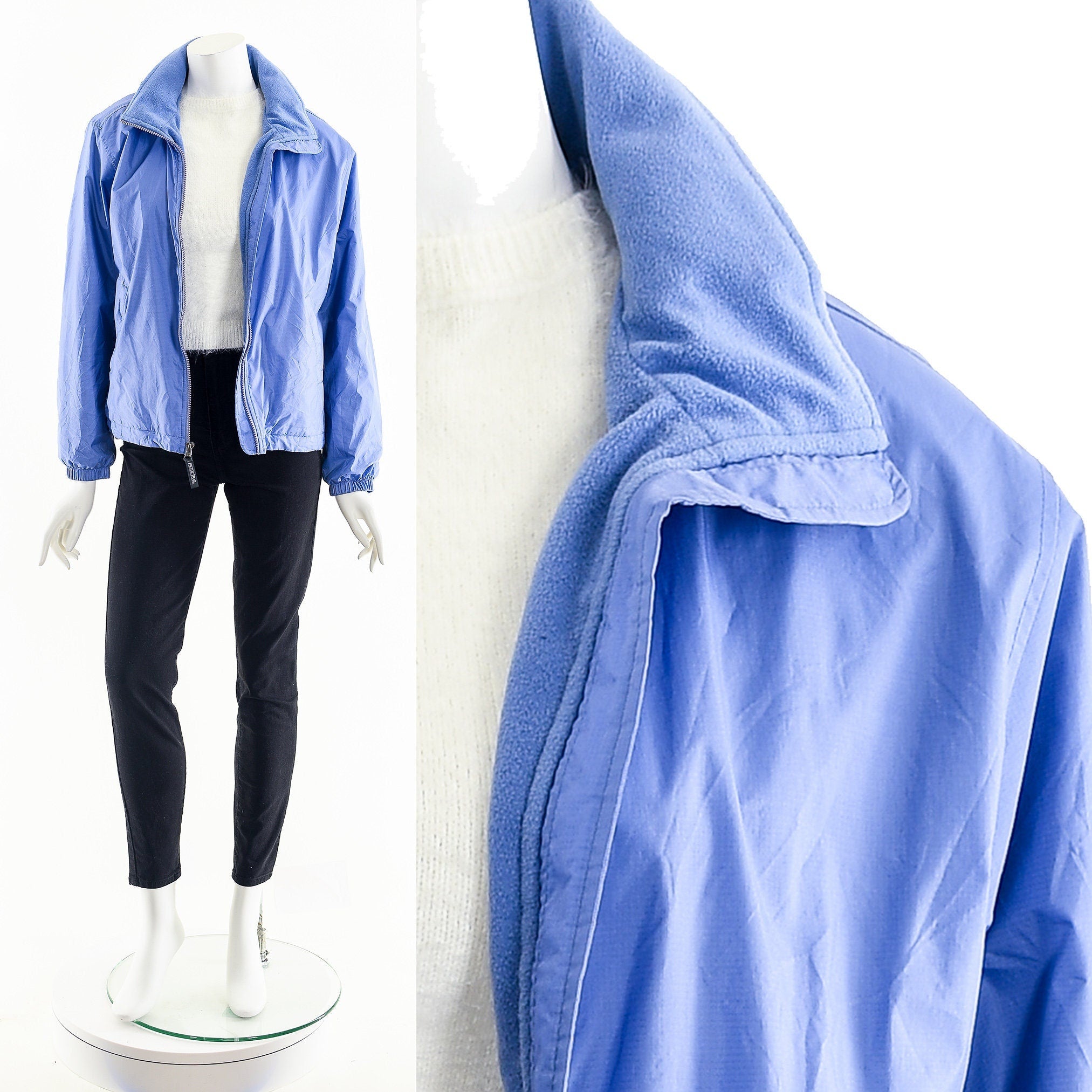 Vintage Periwinkle Blue Hiking Jacket Soft Fleece Sherpa Coat by ...