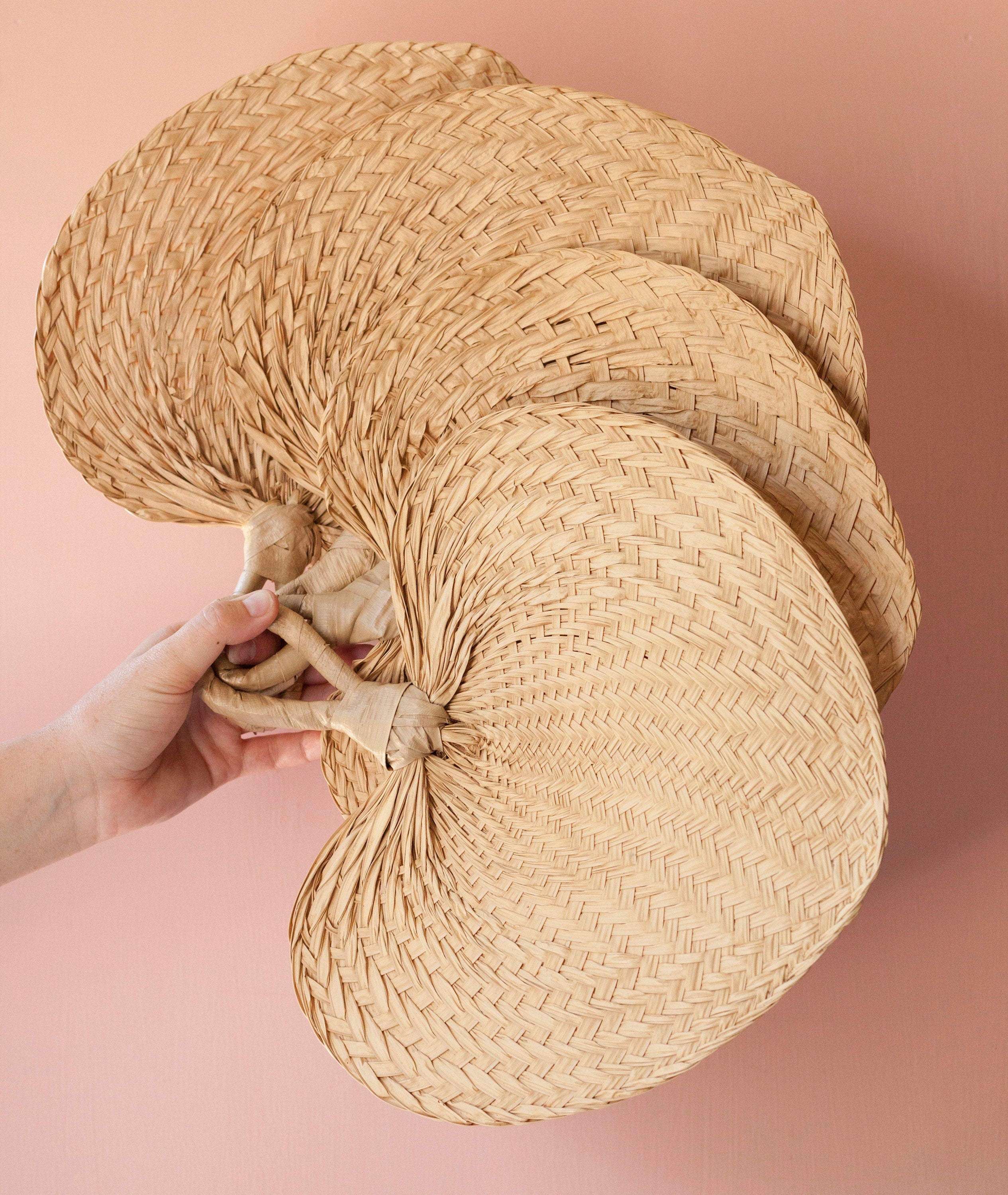 Vintage Woven Raffia Hand Fans Set of Four Wall Art Home Decor ...