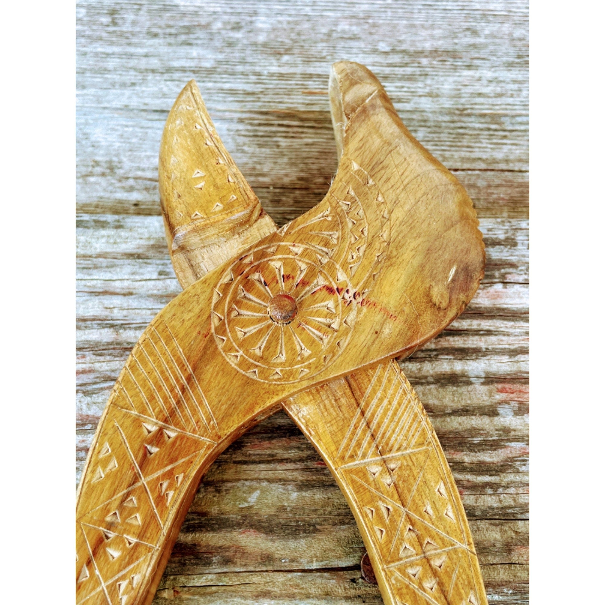 Vintage Carved Wood Nut Cracker Folk Art Medallions | Shop THRILLING