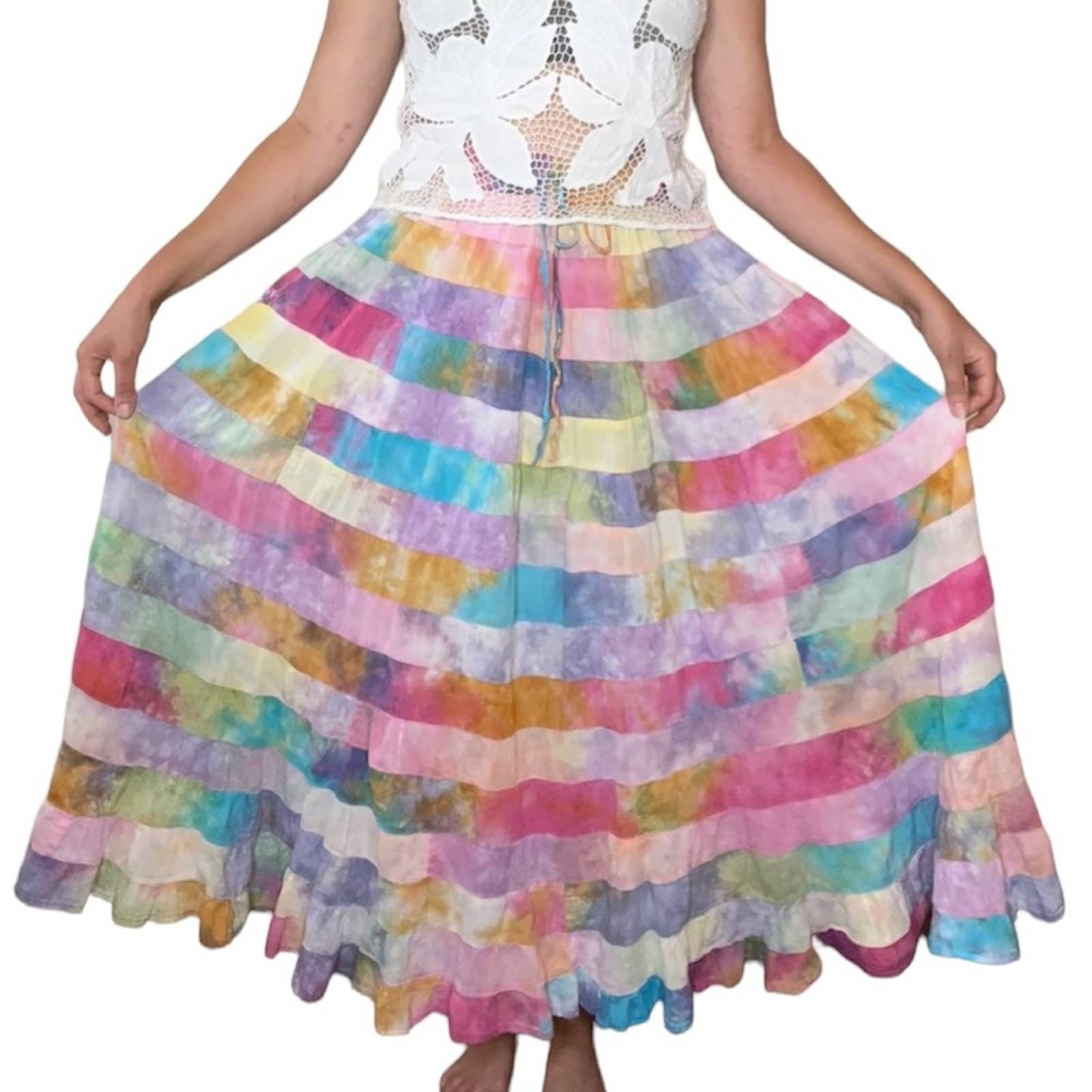 Vintage Phool Pastel Rainbow Patchwork Skirt | Shop THRILLING