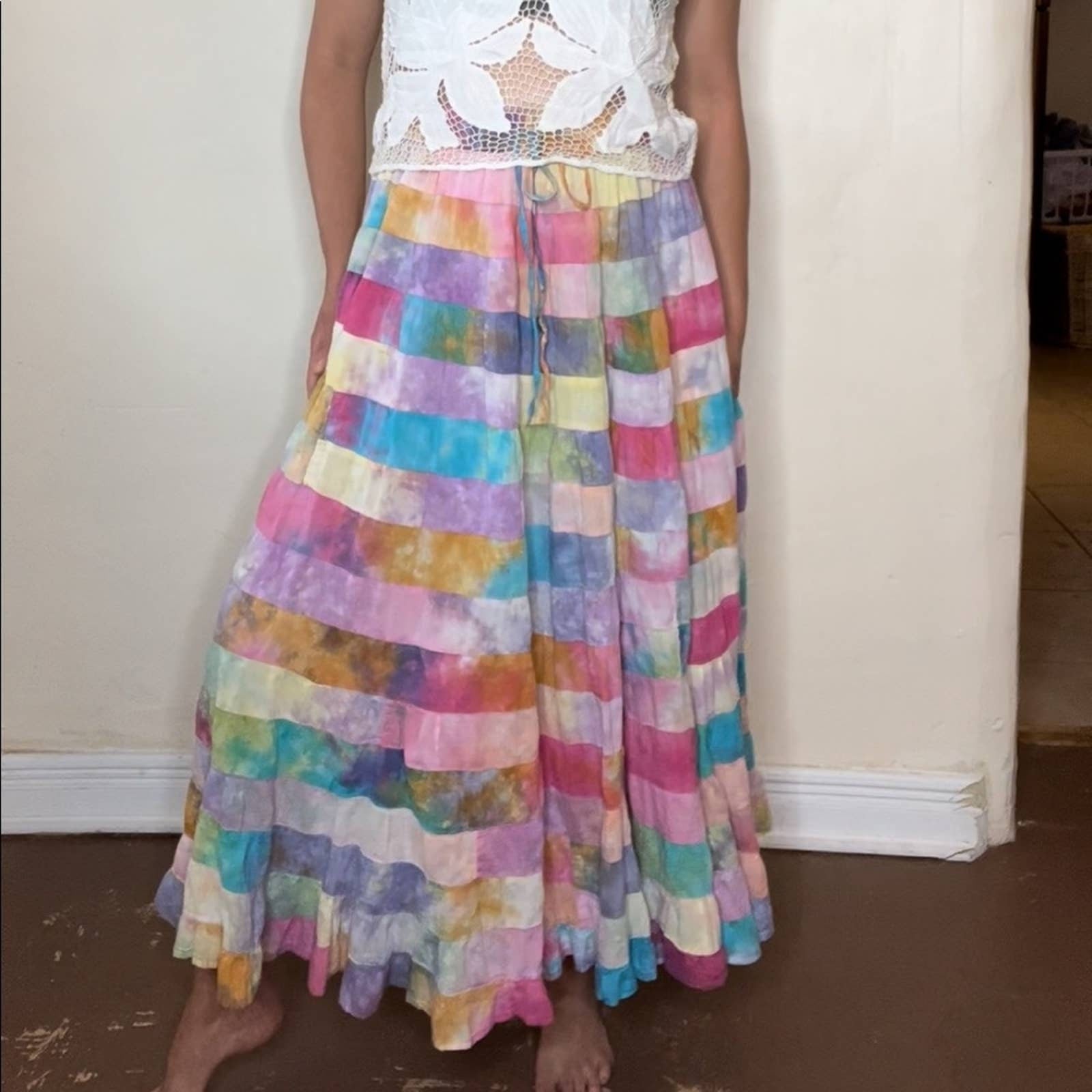 Vintage Phool Pastel Rainbow Patchwork Skirt | Shop THRILLING
