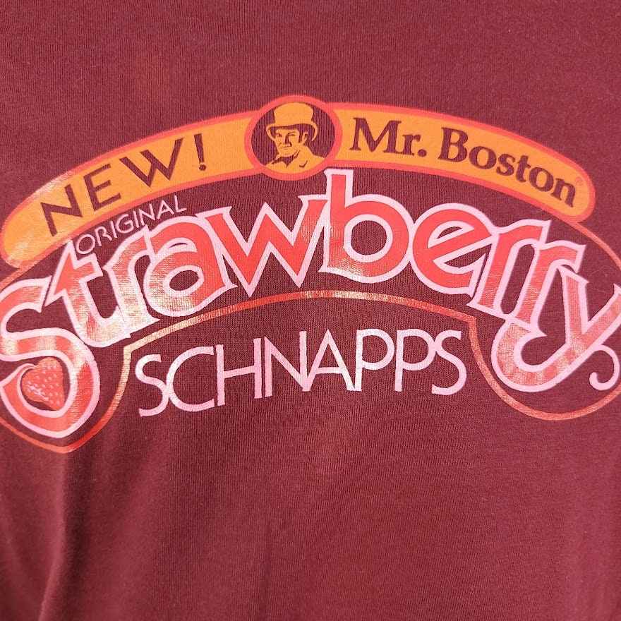 Mr Boston Strawberry Schnapps T-Shirt Vintage 80s Liqueur Made In Usa ...