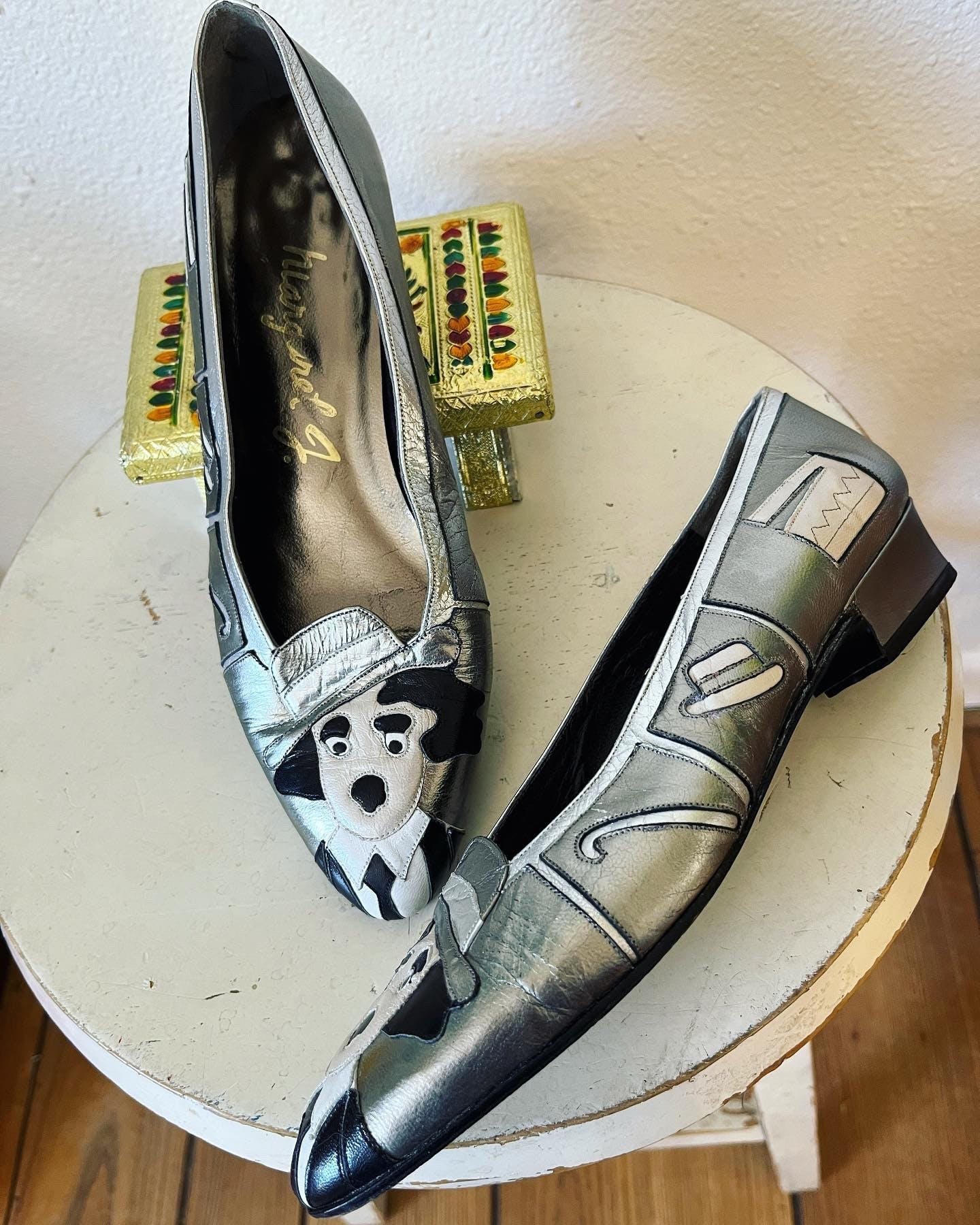 Rare - Vintage 70s 80s Metallic Leather Novelty Charlie Chaplin Shoes ...