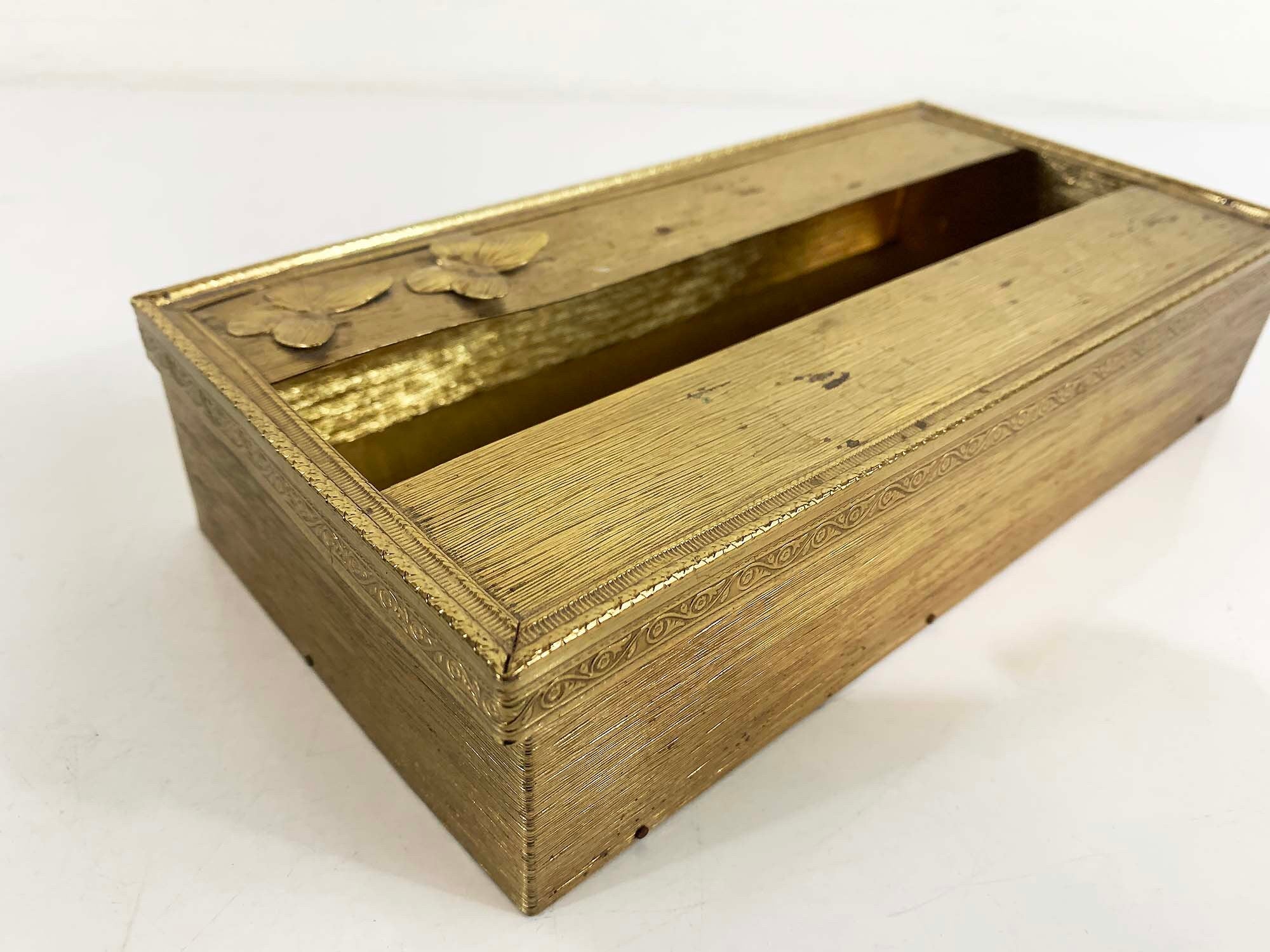 60s Vintage Tissue Holder Butterflies Metal Gold 60s | Shop THRILLING