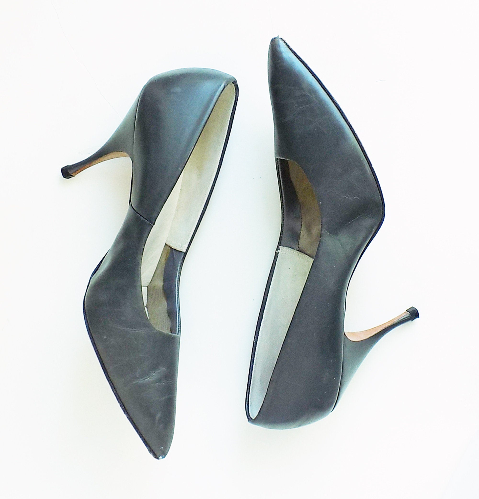 Vintage 50s Sattini Gray High Heels Stilettos Gray Leather Rockabilly ...