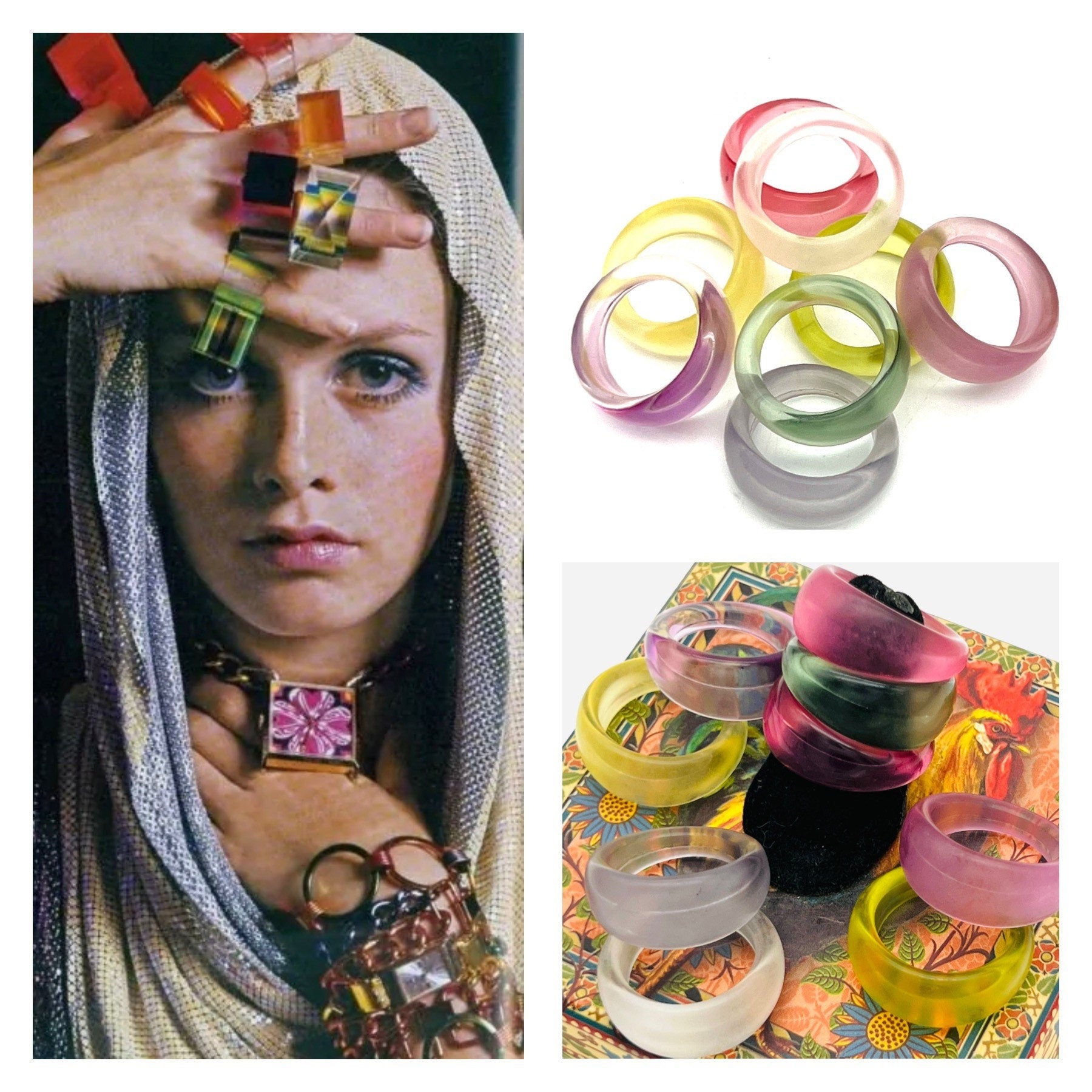 Vintage 60s Lucite Mod Statement Band Rings | Shop THRILLING