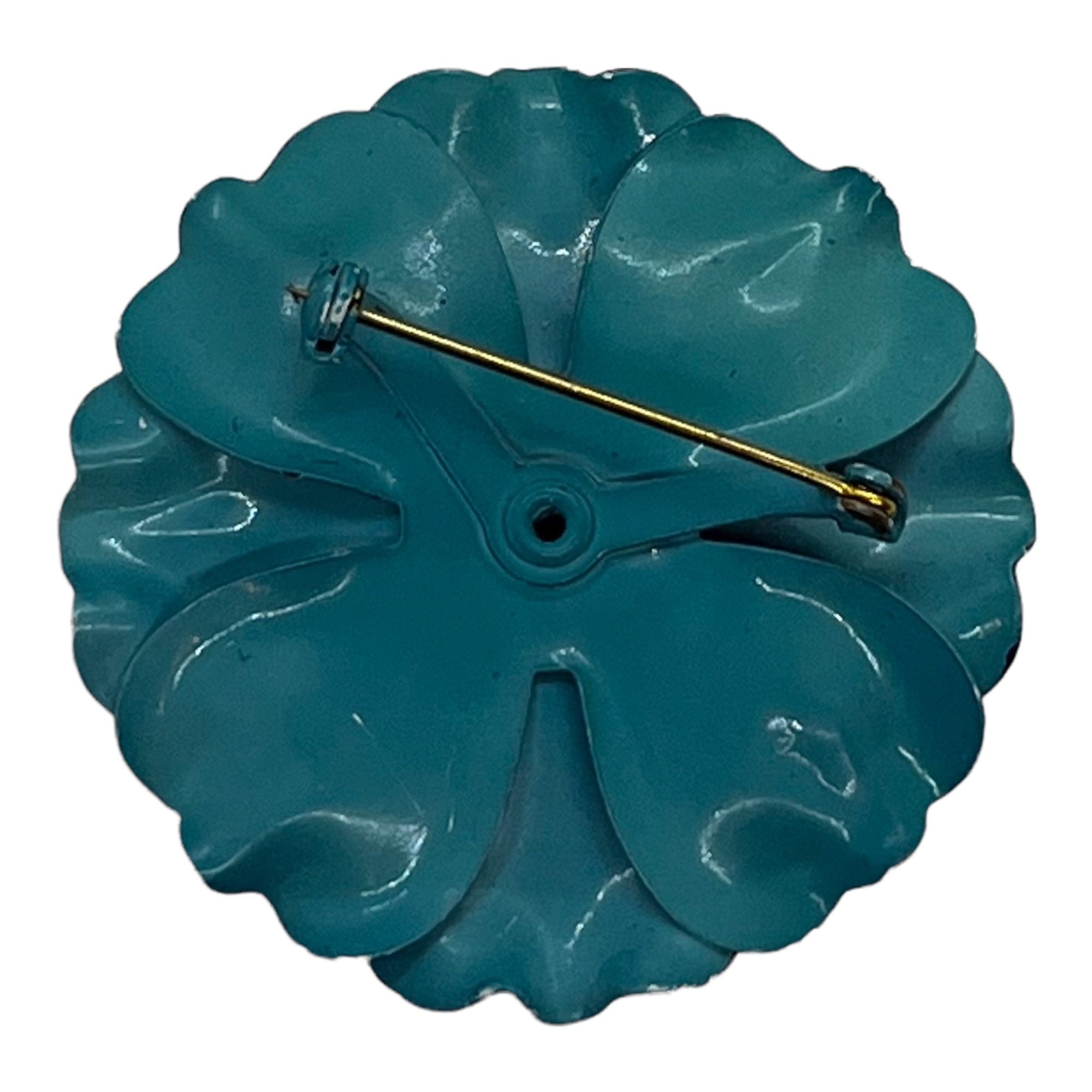 Sweet Vintage Turquoise Enamel Flower Power Brooch Pin 60s Midcentury ...
