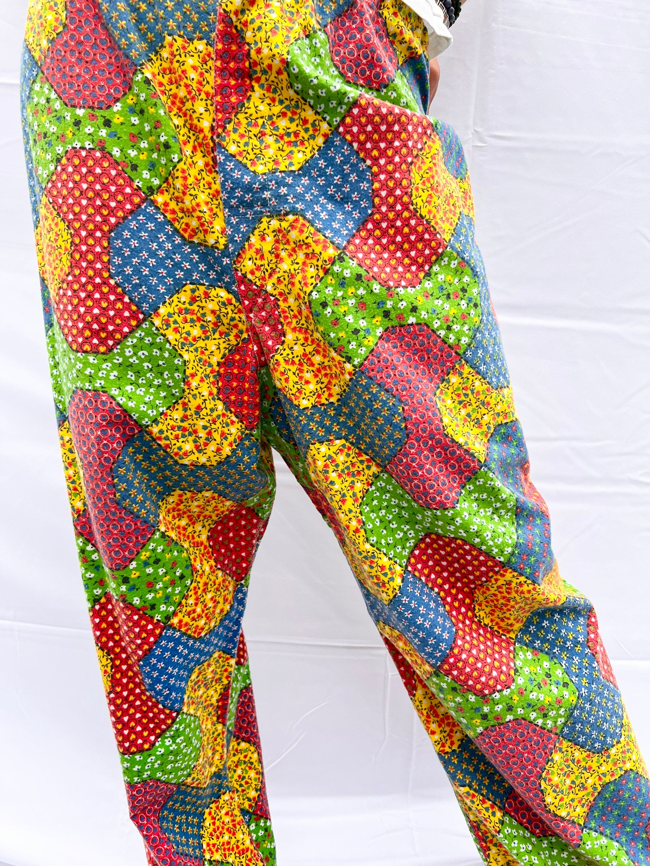 Vintage 70s Cheater Quilt Flannel Clown Pajama Pants | Shop THRILLING