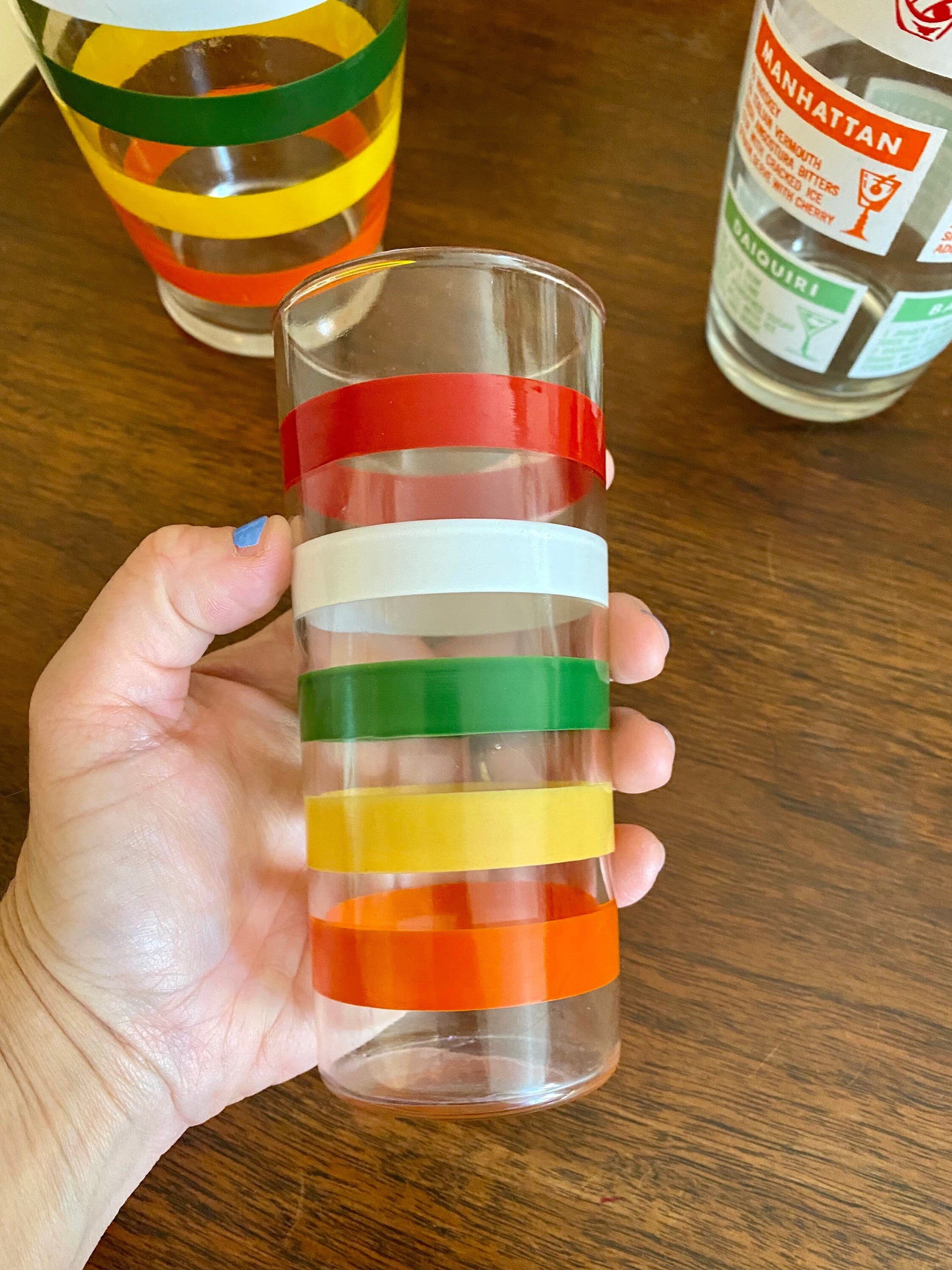 Vintage Mcm 50s 60s Glassware Bar Ware Cocktail Shaker W Drink Recipes ...