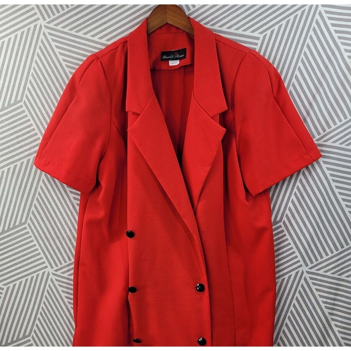 Vintage Power Suit Dress Plus Size 20 Career Sheath Red Black Dark Aca ...