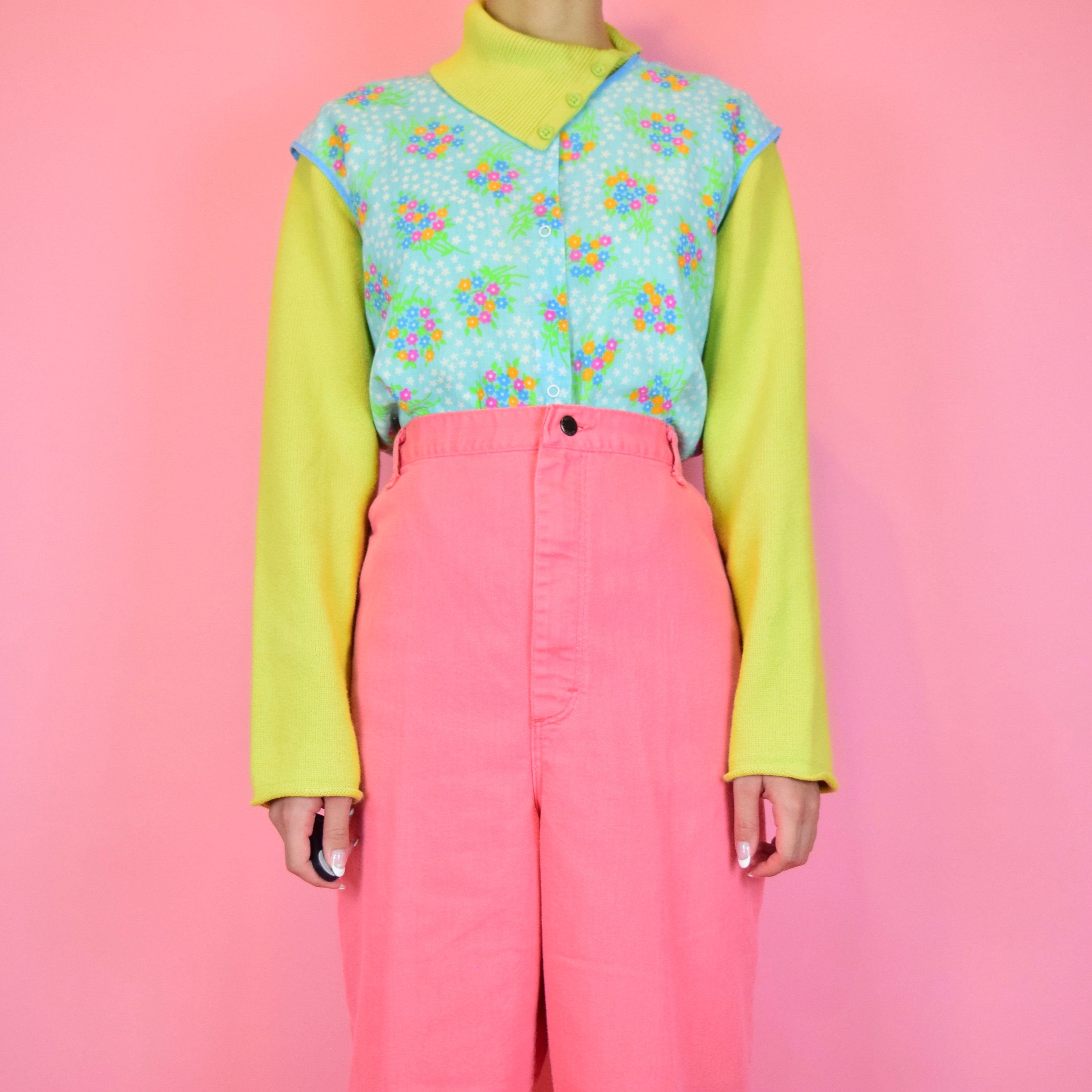 Vintage 90s Slime Green Chartreuse Turtleneck Sweater by Jones New Yor ...