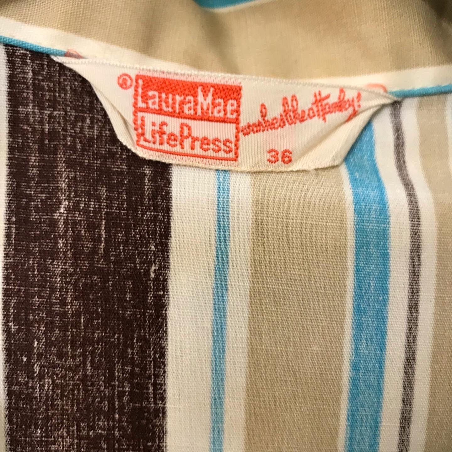 60s Vintage Laura Mae Life Press Midcentury Striped Cabana Work Blouse ...