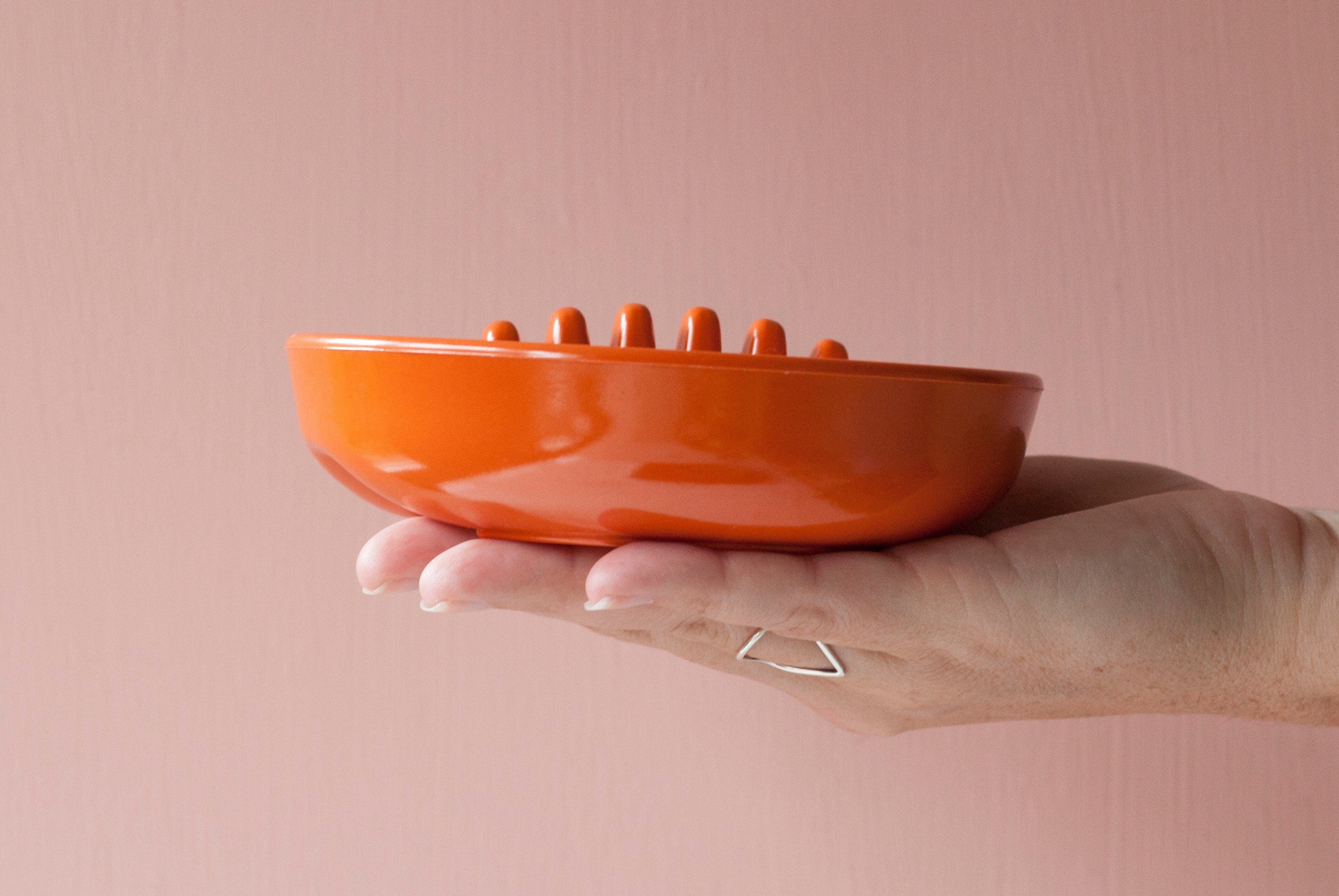 Orange Melamine Ashtray Vintage Bright Orange Round Cigarette Holder T ...