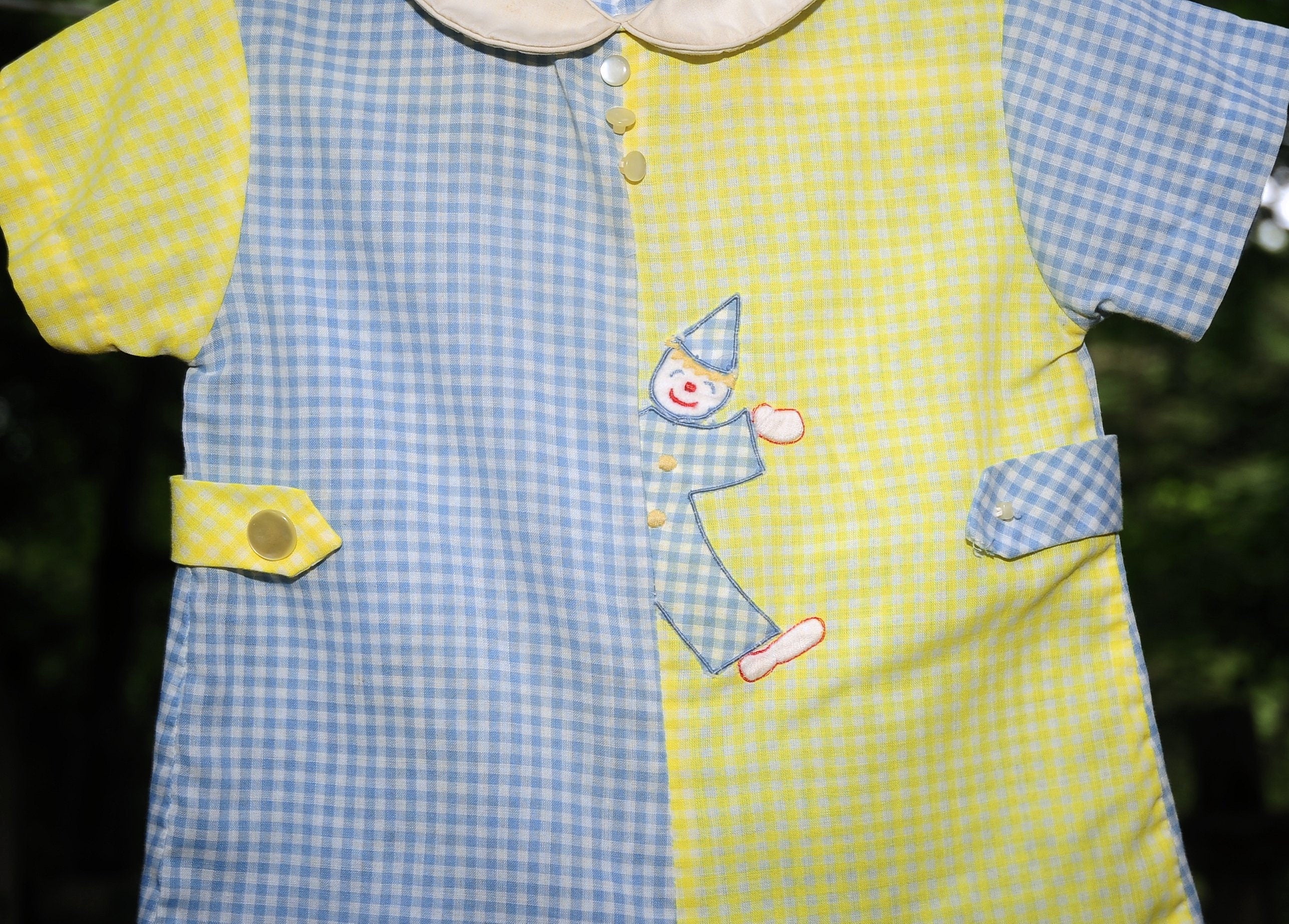 Vintage Vtg 70s Tiny Tots Baby Boys Blue and Yellow Gingham Check Short ...