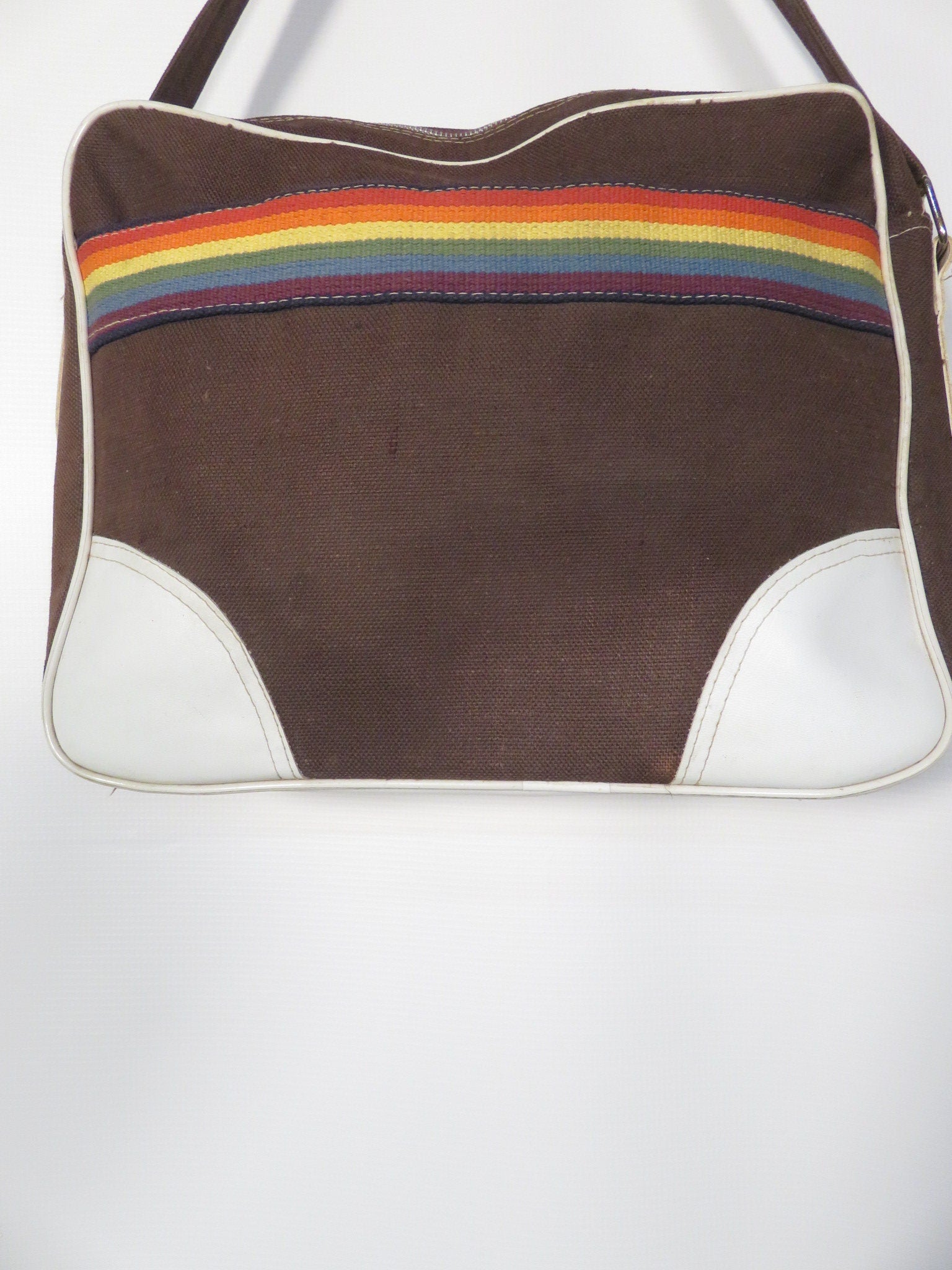 Vintage 70s Rainbow Canvas Messenger Bag | Shop THRILLING