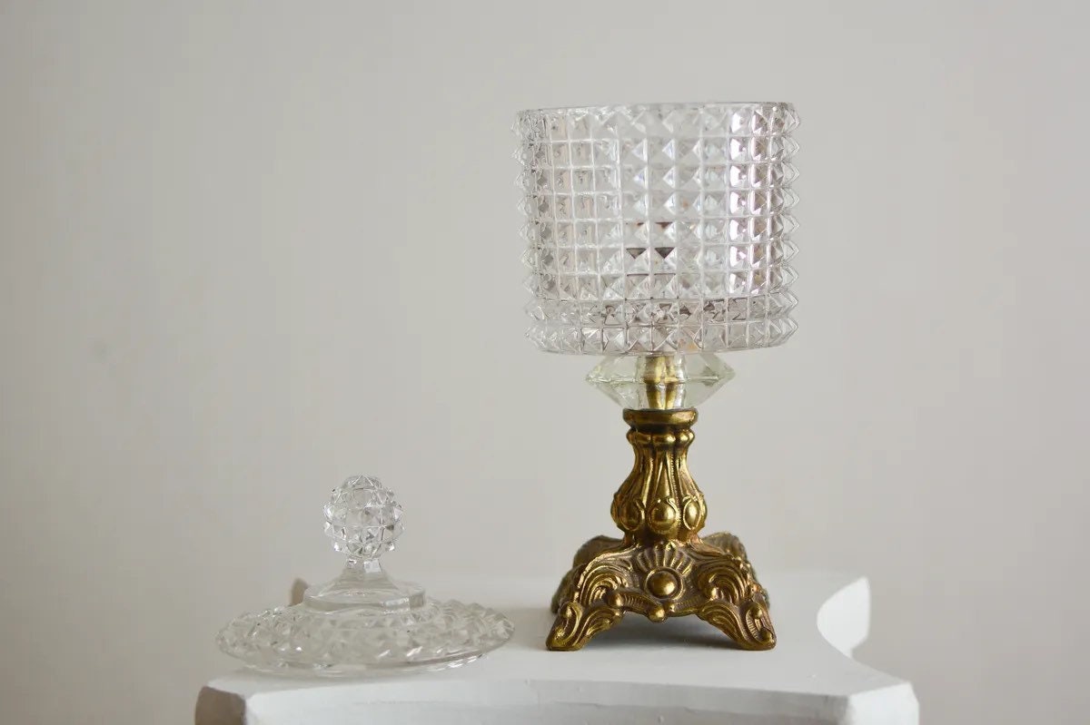 Vintage Crystal Cut Jar Metal Shiny Home Decor Candy Jar | Shop THRILLING