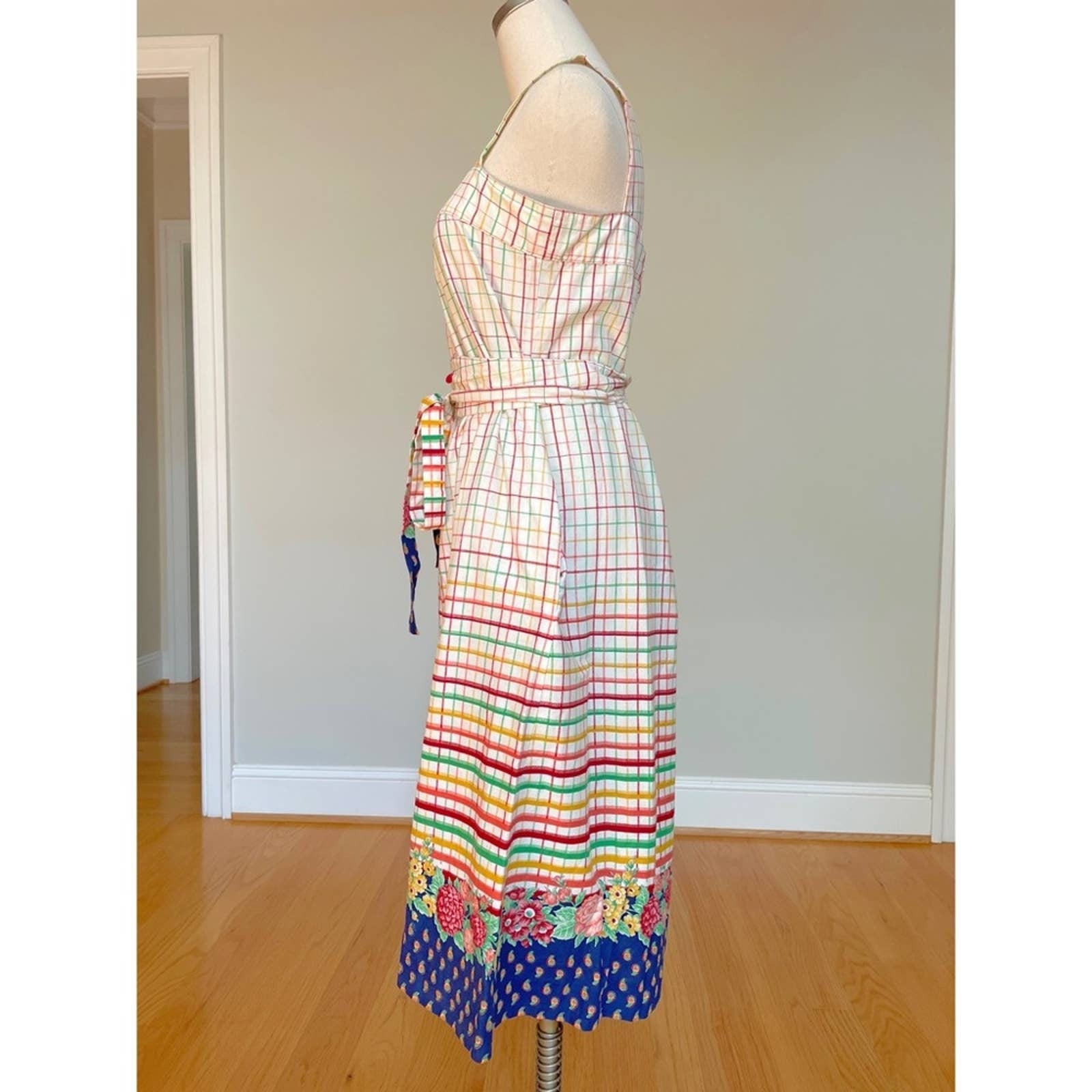 Vintage 60s 70s Originals Rainbow Check Pinafore Dirndle Dress by Lanz ...