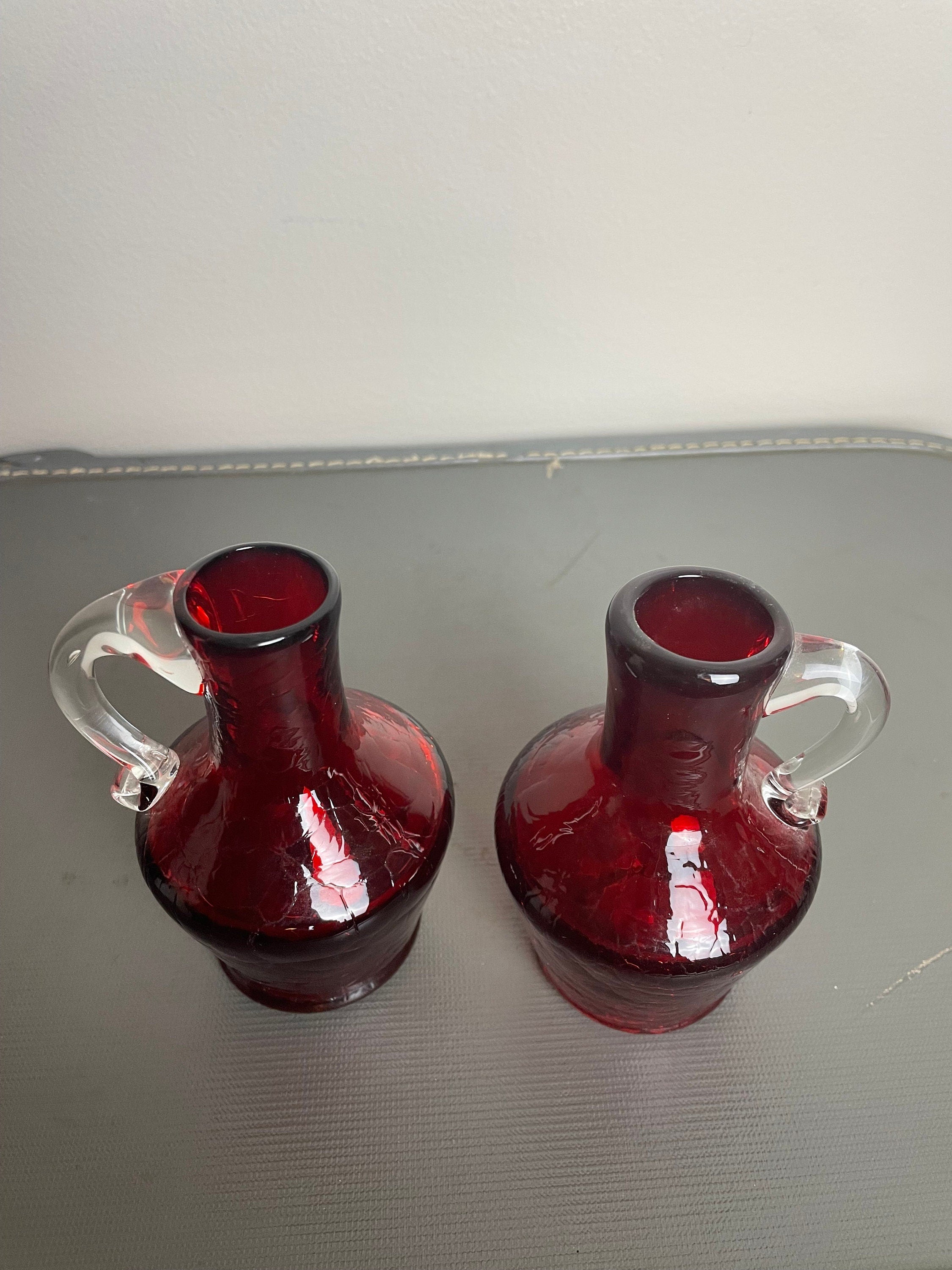 Vintage Glass Dark Red Mini Jugs Bud Vase Set by Fenton | Shop THRILLING