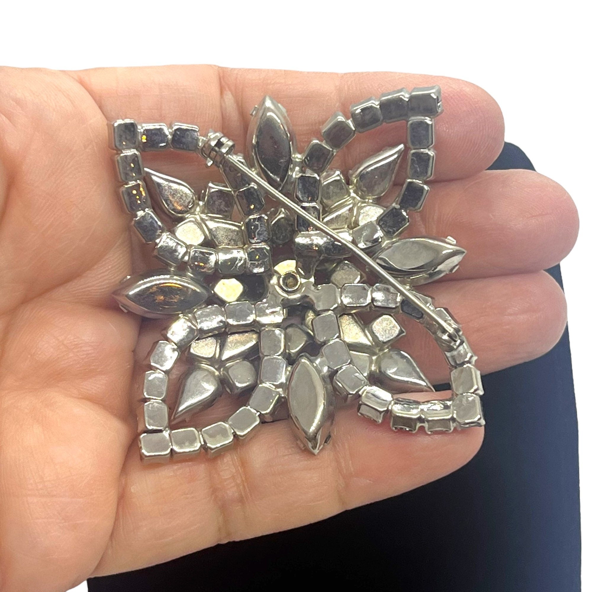 Stunning Vintage Rhinestone Maltese Cross Brooch Pin 50s 60s Midcentur ...
