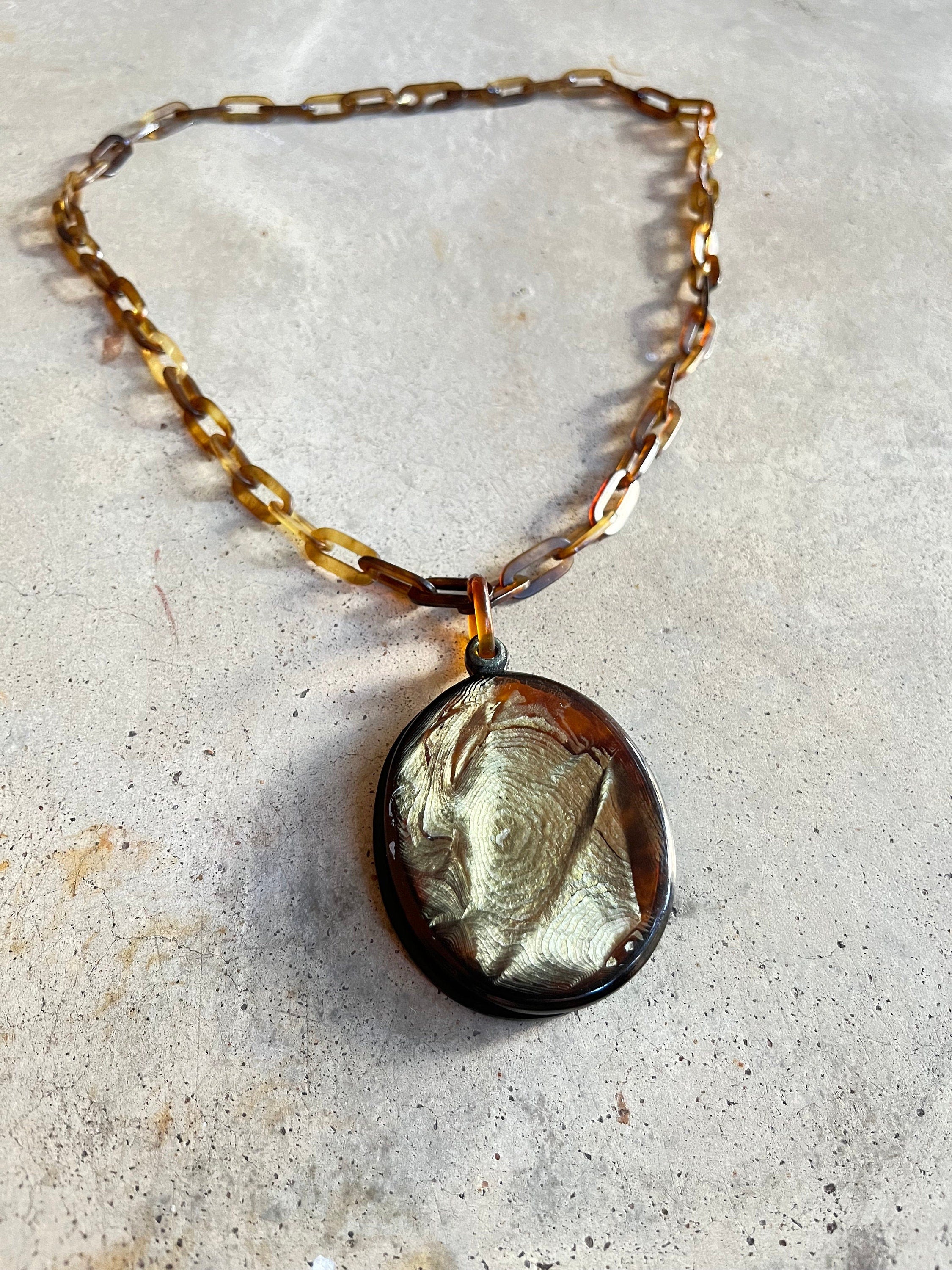 Vintage C. Victorian Faux Tortoise Shell Slide Locket Chain Antique ...