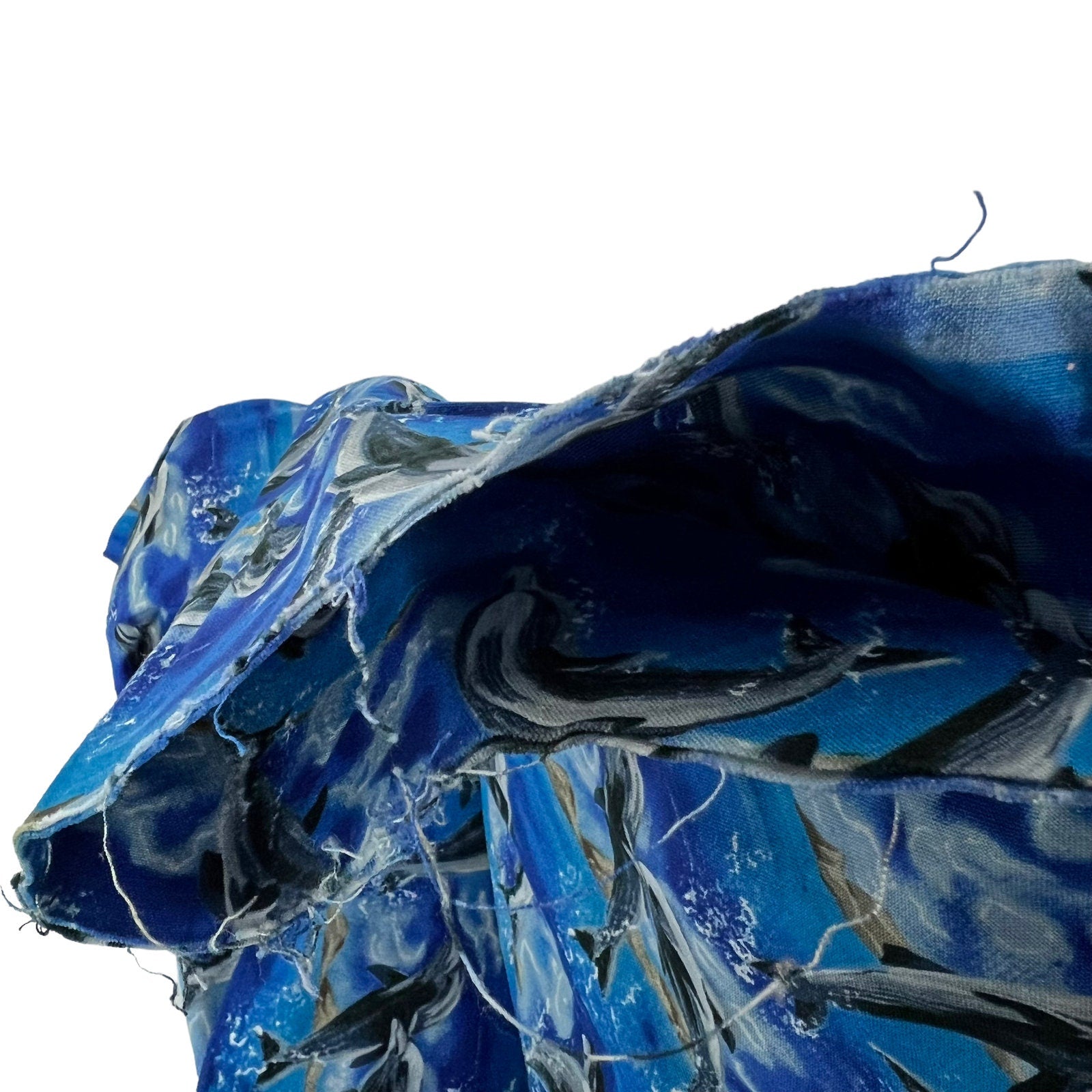 Vintage Dolphin Ocean Blue Fabric Remnant Mcm 42"x112" by Hoffman Inte ...