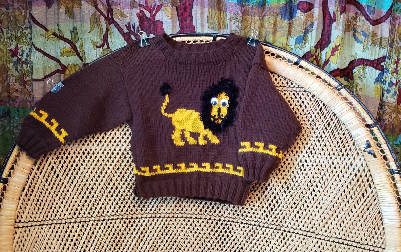 Vintage 70s Hand Knit Lion Sweater with Googly Eyes Kids Lg | Shop ...