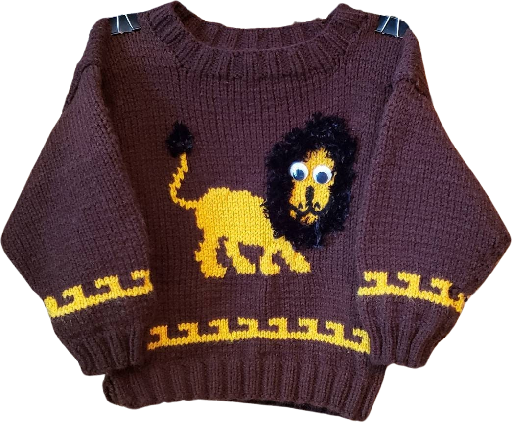 Vintage 70s Hand Knit Lion Sweater with Googly Eyes Kids Lg | Shop ...