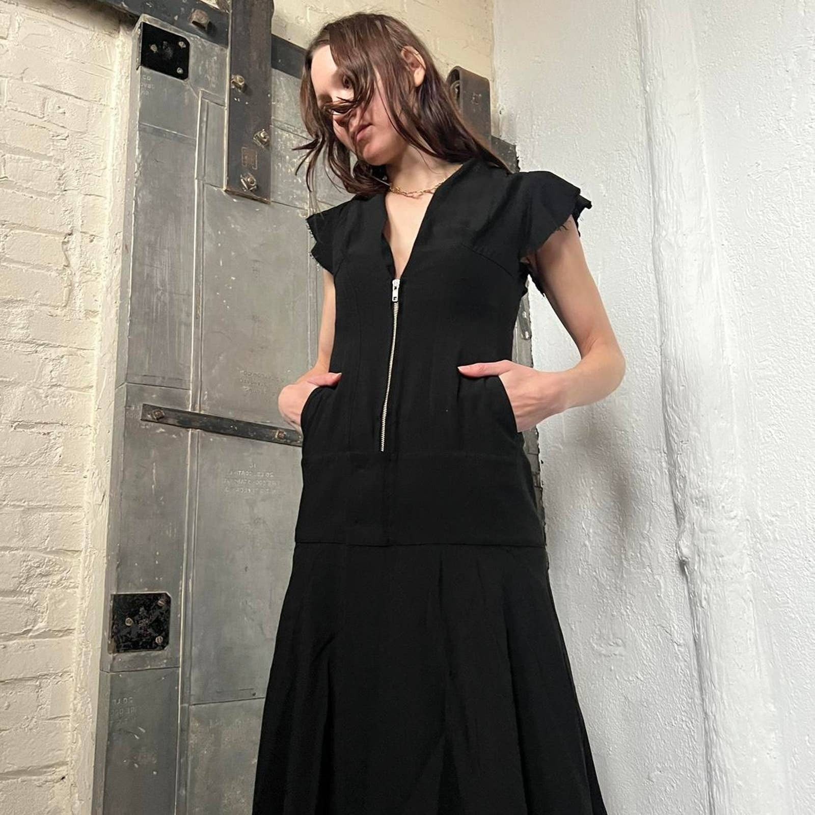 Vintage 90s Archival Black Zip Up Back Cutout Dress by Yohji Yamamoto ...