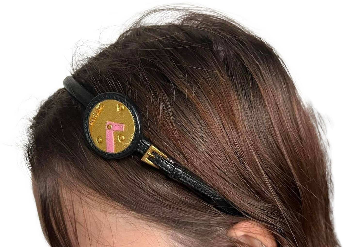 Vintage Leather Clock Logo Headband by Prada | Shop THRILLING