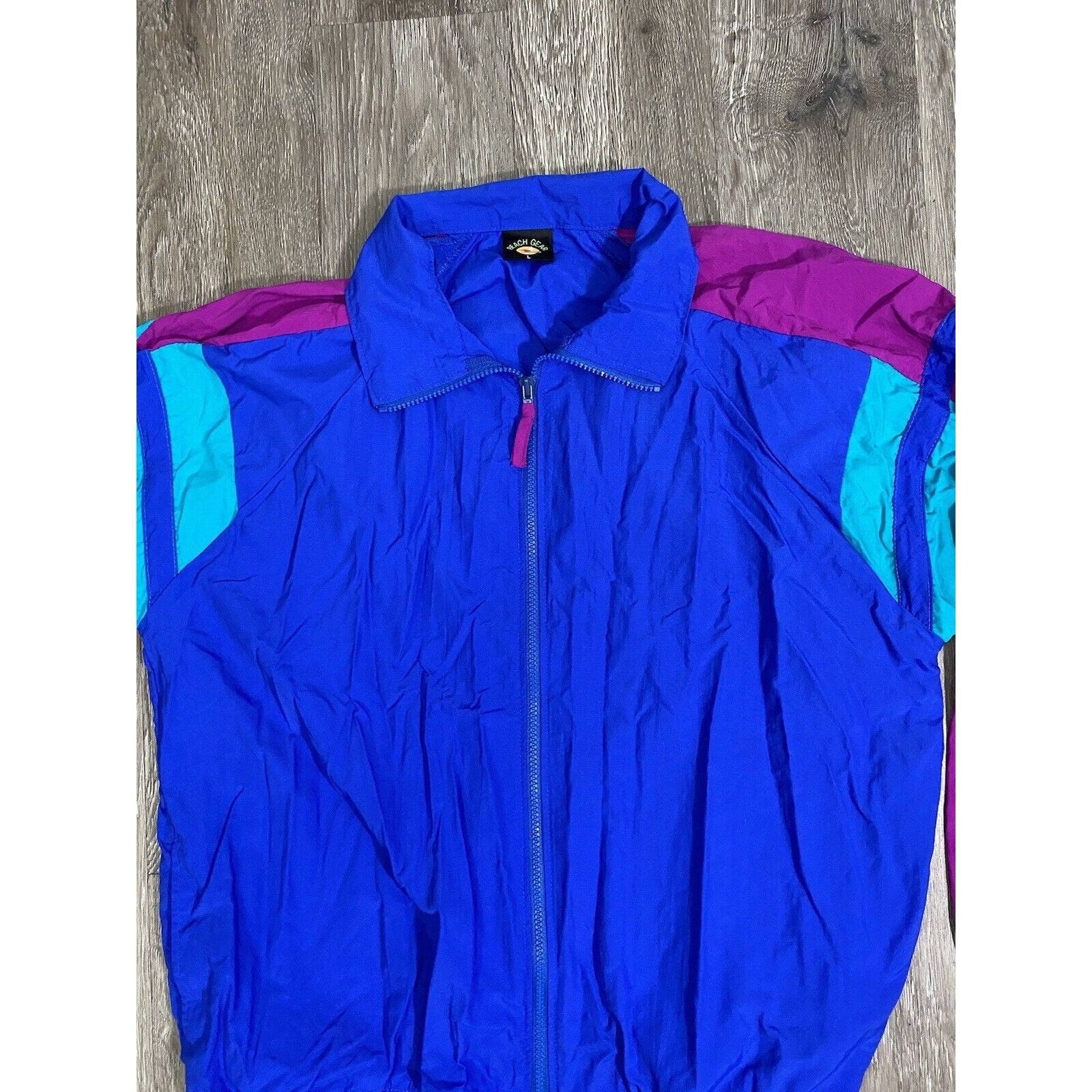 Vintage Colorblock Windbreaker Jacket Full Zip L 90s Beach Gear Usa by ...