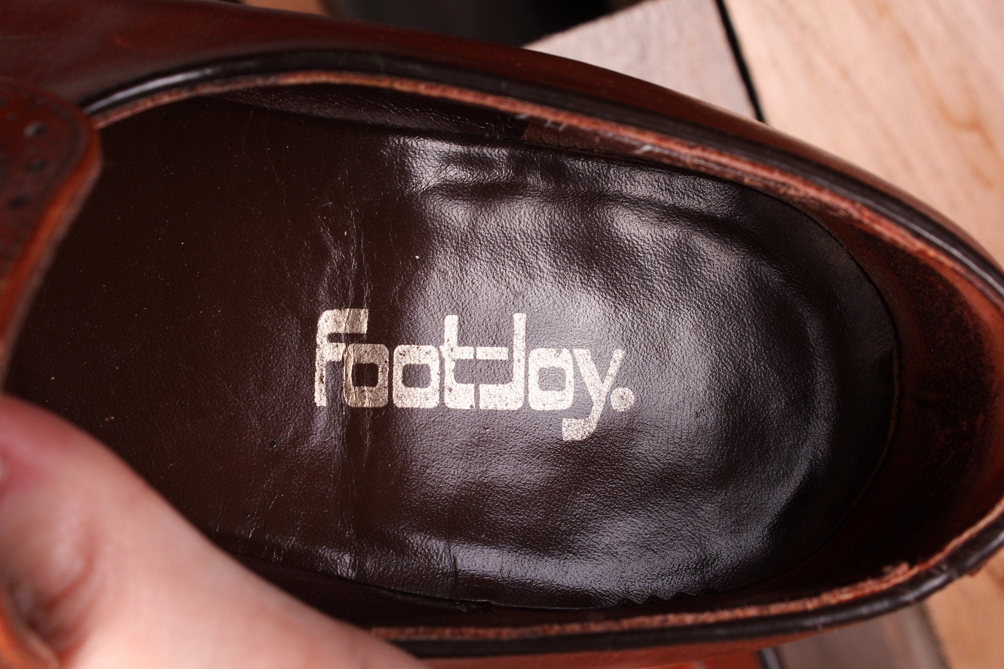 Vintage 70s Era Footjoy Brand Men's Brown Leather Wingtips with Brass ...