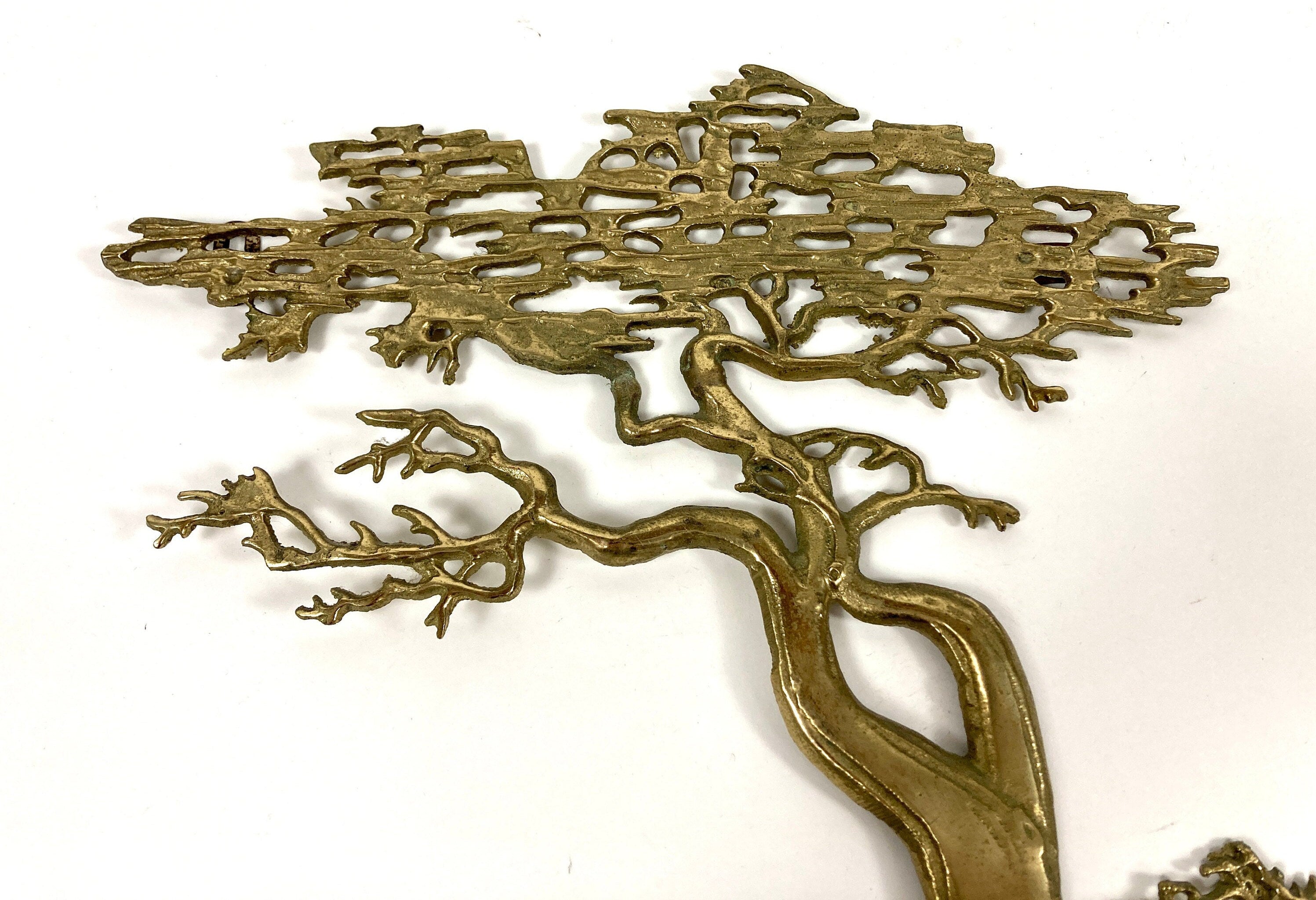 50s Vintage Brass Tree of Life Japan Bonsai Mcm Metal Large Wall Art H ...