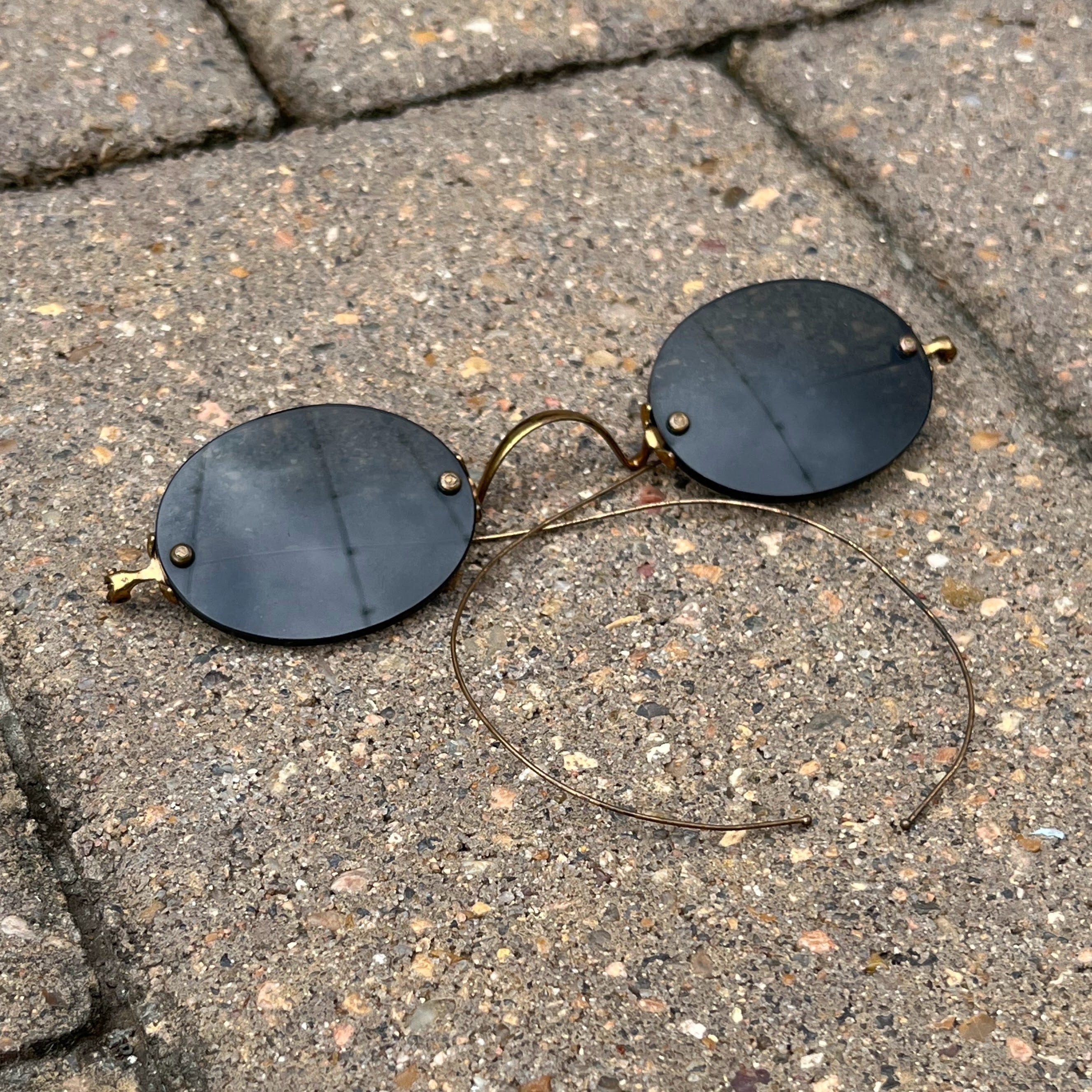 Vintage C. Victorian-Edwardian Smoked Lens Glasses Antique Sunglasses ...