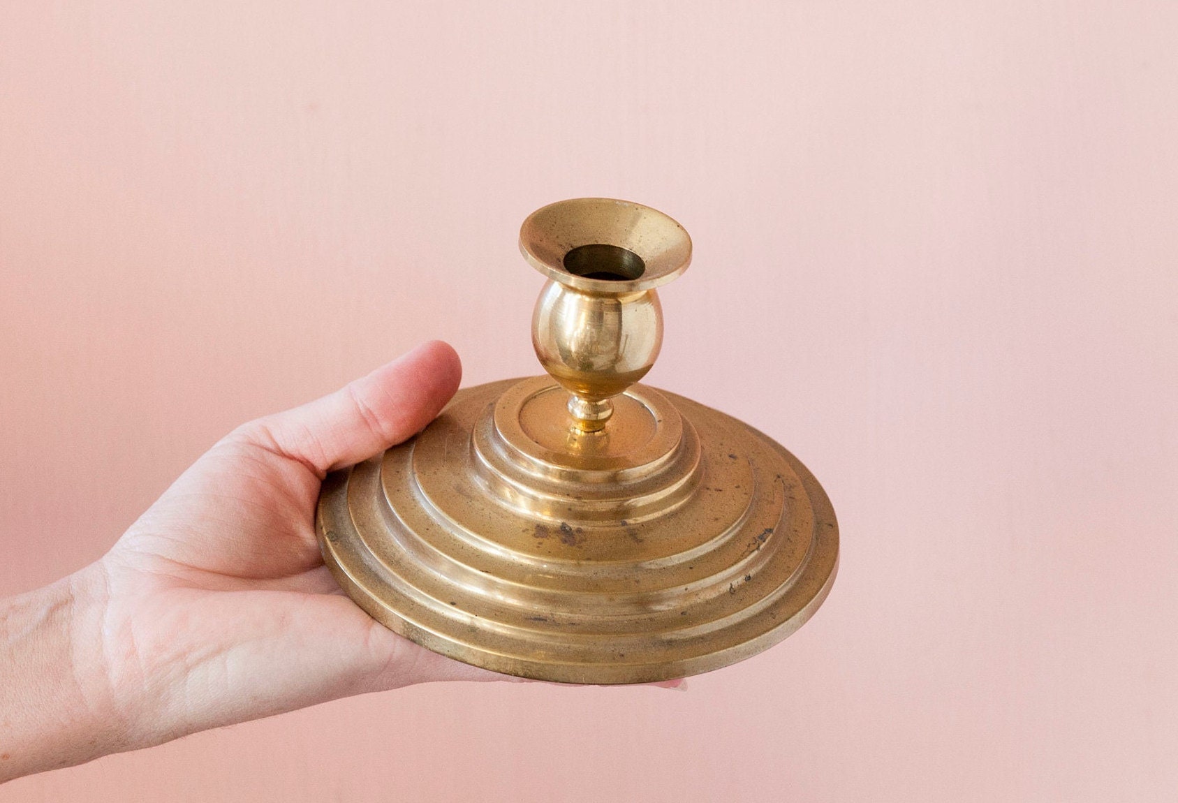 Vintage Wide Base Brass Single Mix and Match Candle Holder | Shop THRILLING