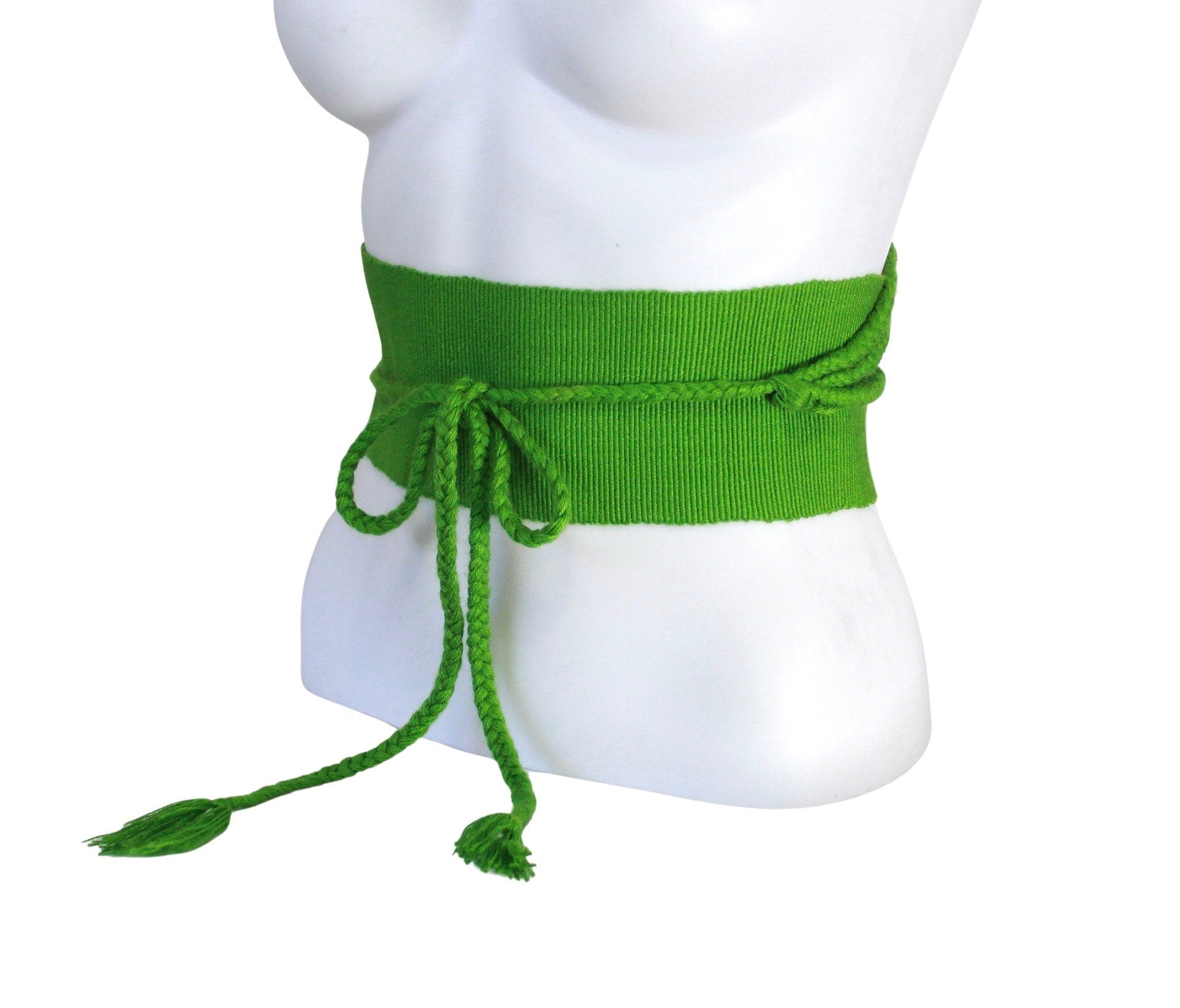 Vintage Bright Green Obi Style Wide Fabric Belt | Shop THRILLING