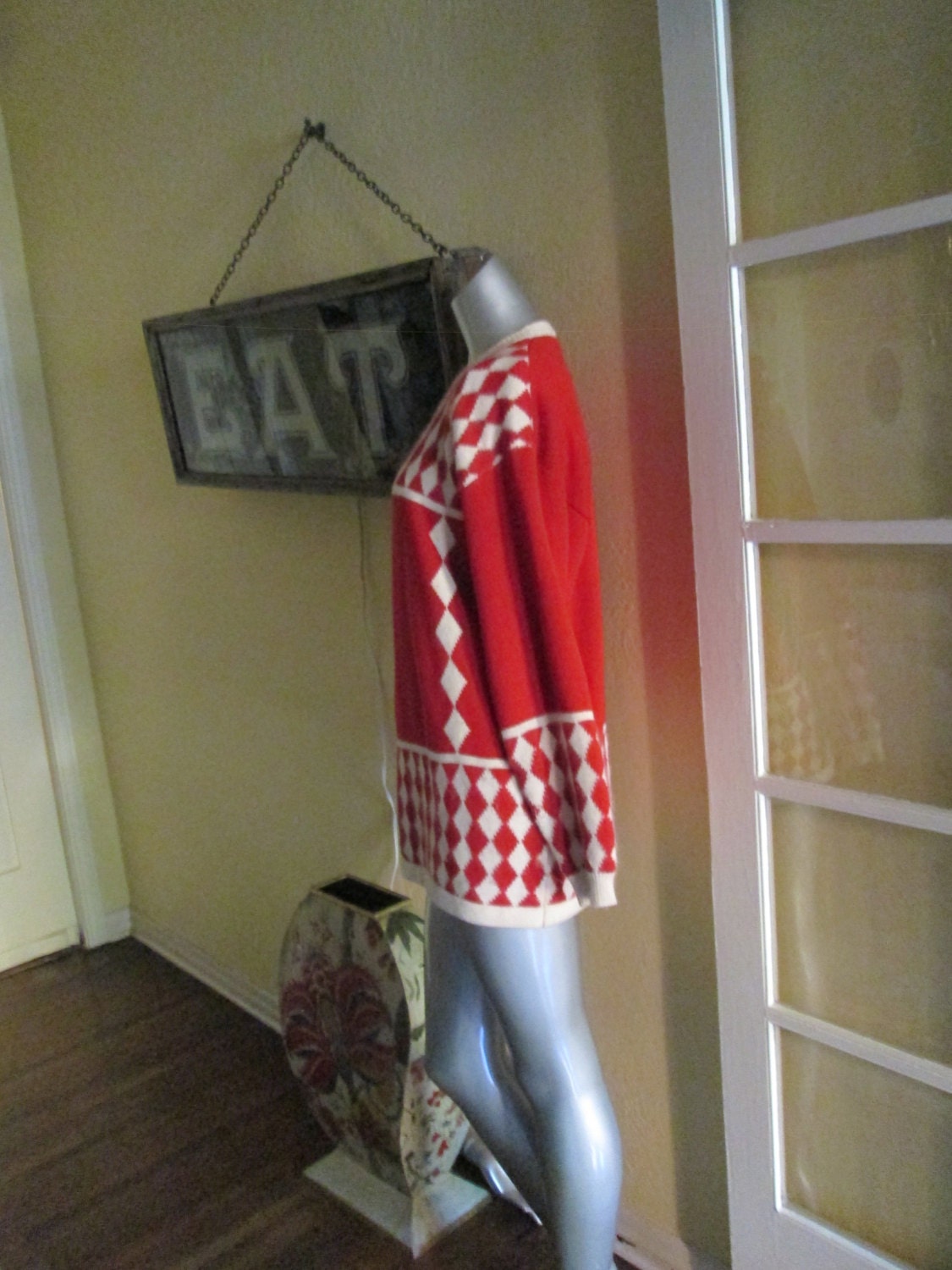 Vintage Red White Long Angora Sweater | Shop THRILLING