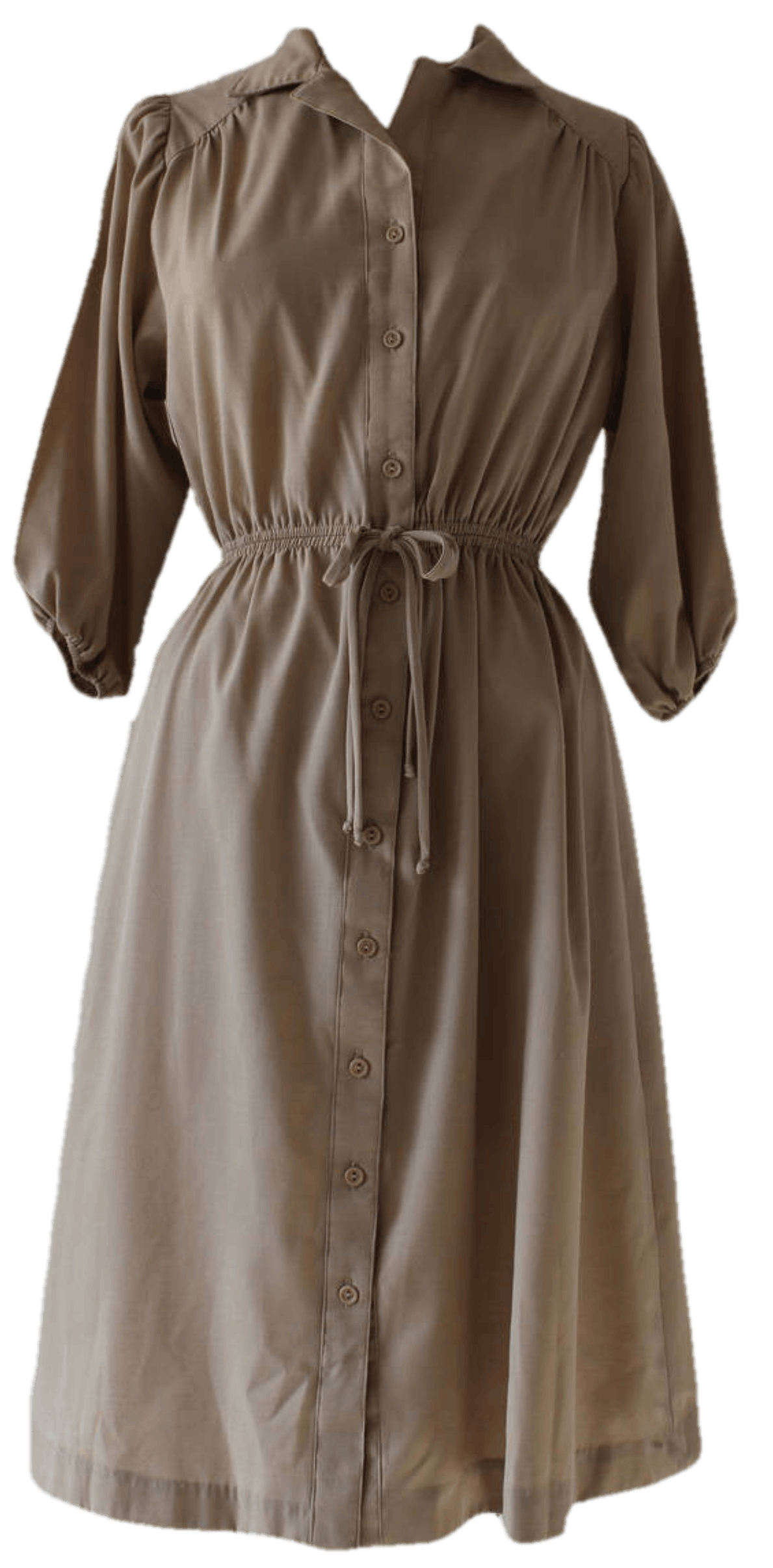 Vintage 70's Tan Drawstring Waist Shirt Dress | Shop THRILLING