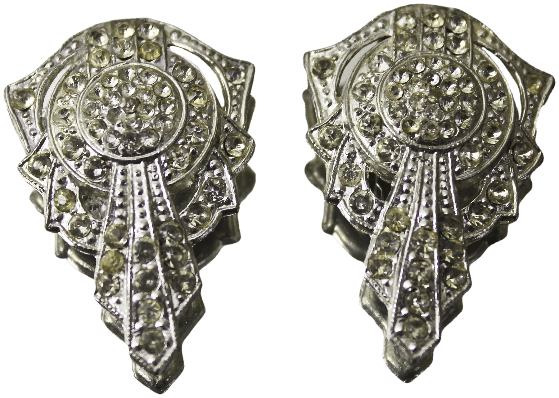 Vintage 30's Art Deco Silver and Rhinestone Dress Clips | Shop THRILLING