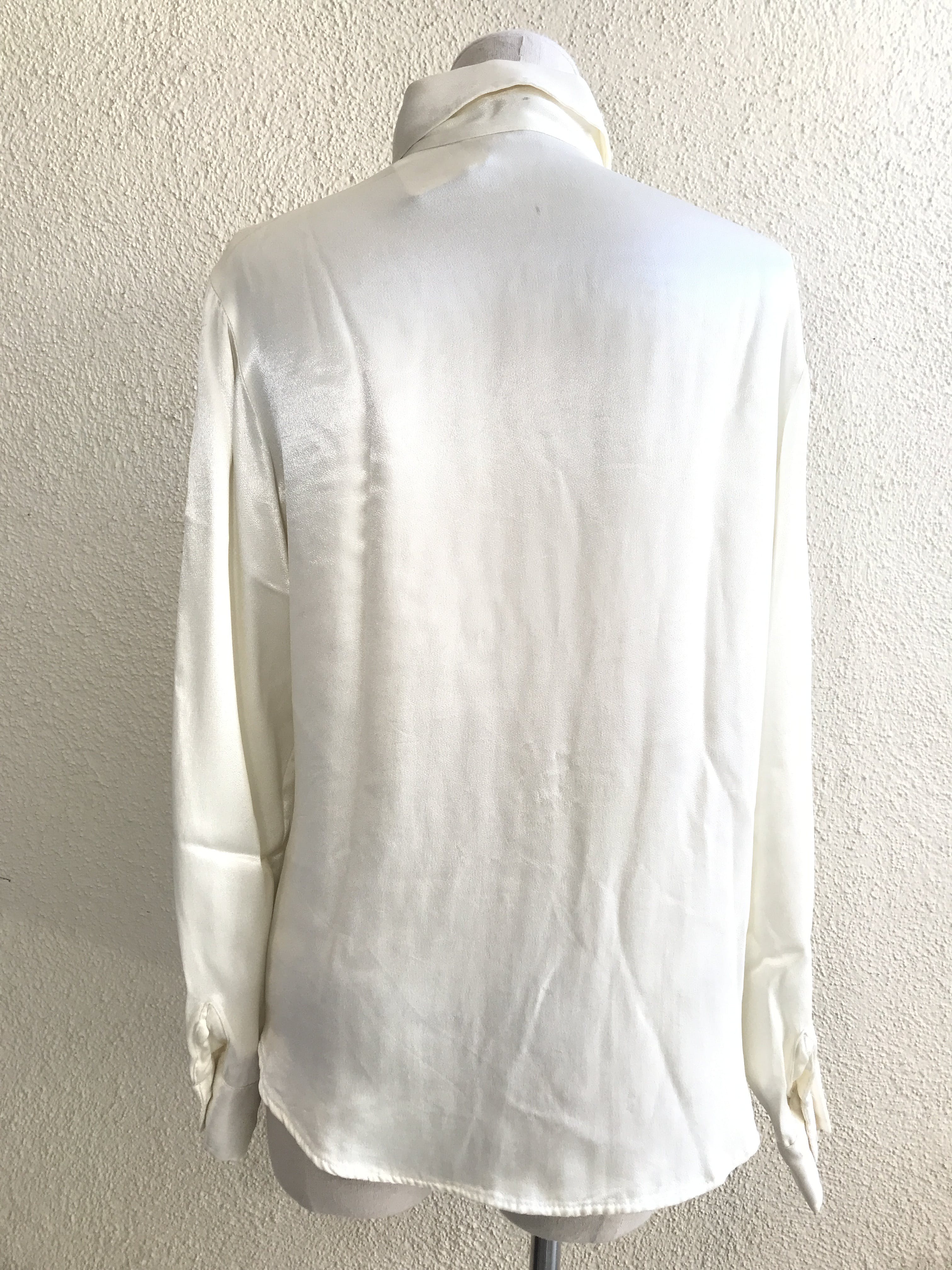 Vintage 70’s Off-White Sheer Long Sleeve Button Down Blouse by ...