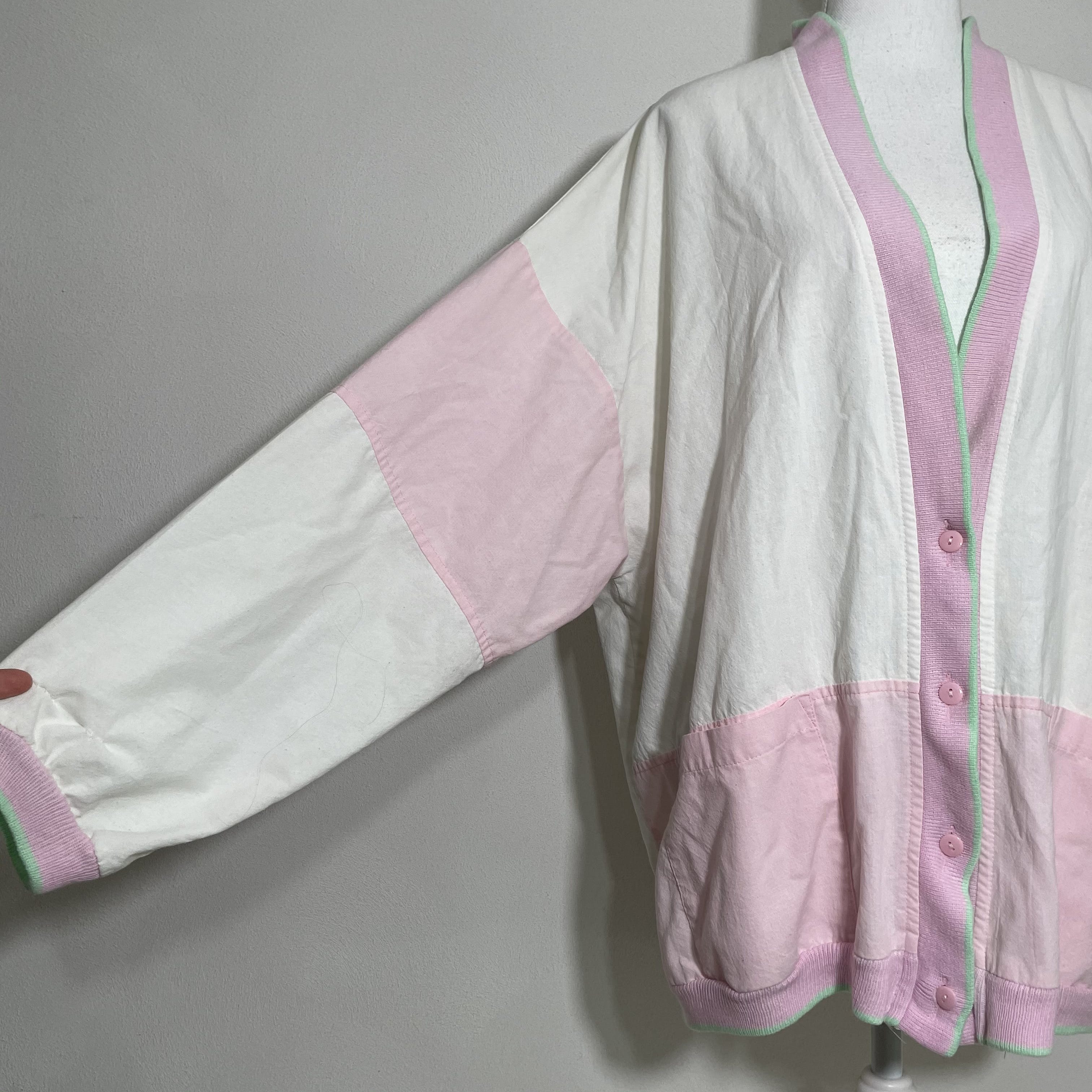 Vintage 90’s White and Pastel Colorblock Oversized Cardigan by Kathy ...
