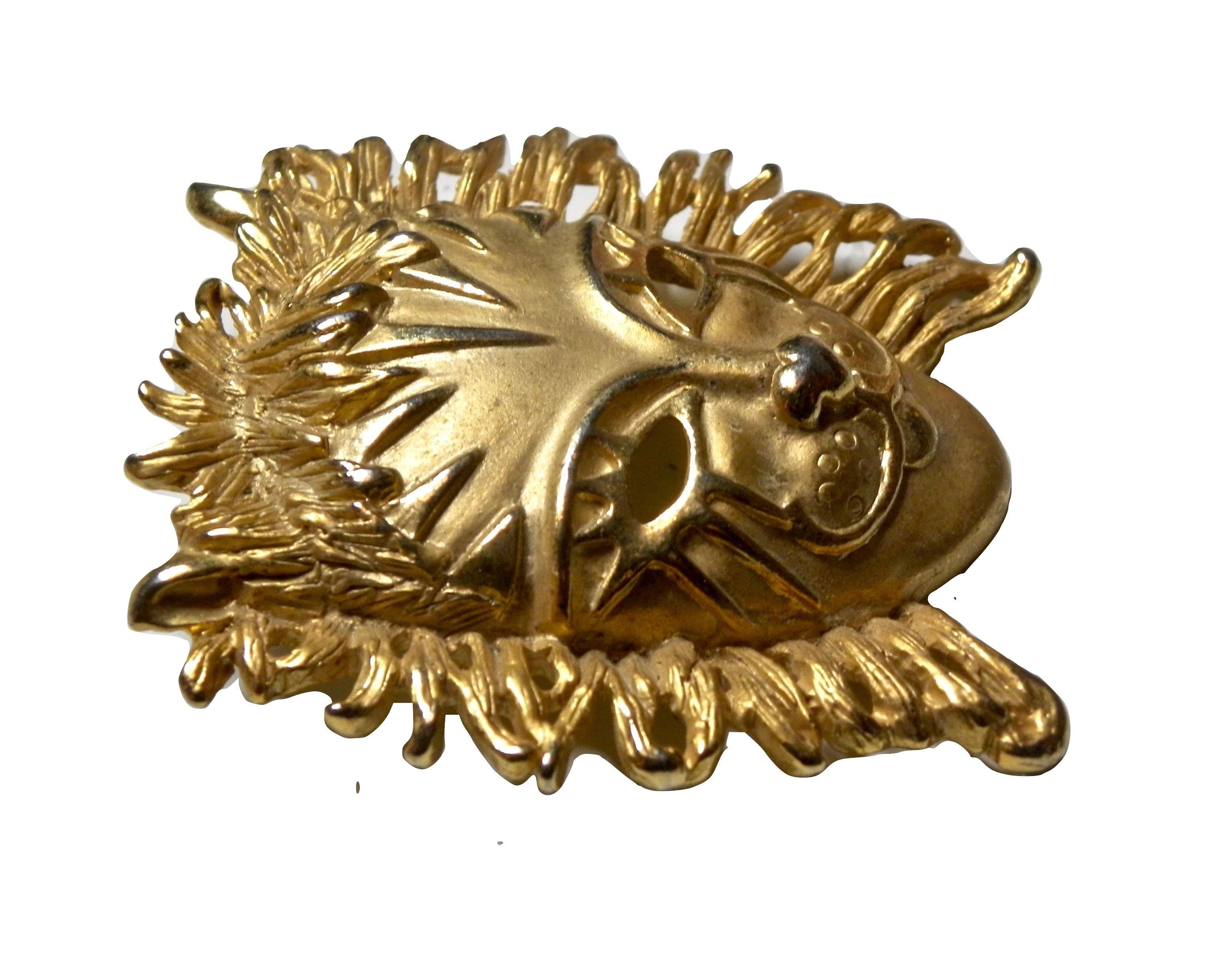 Vintage 70s/80s Large Gold Cat Mask Face Pin Brooch By Ajc | Shop THRILLING