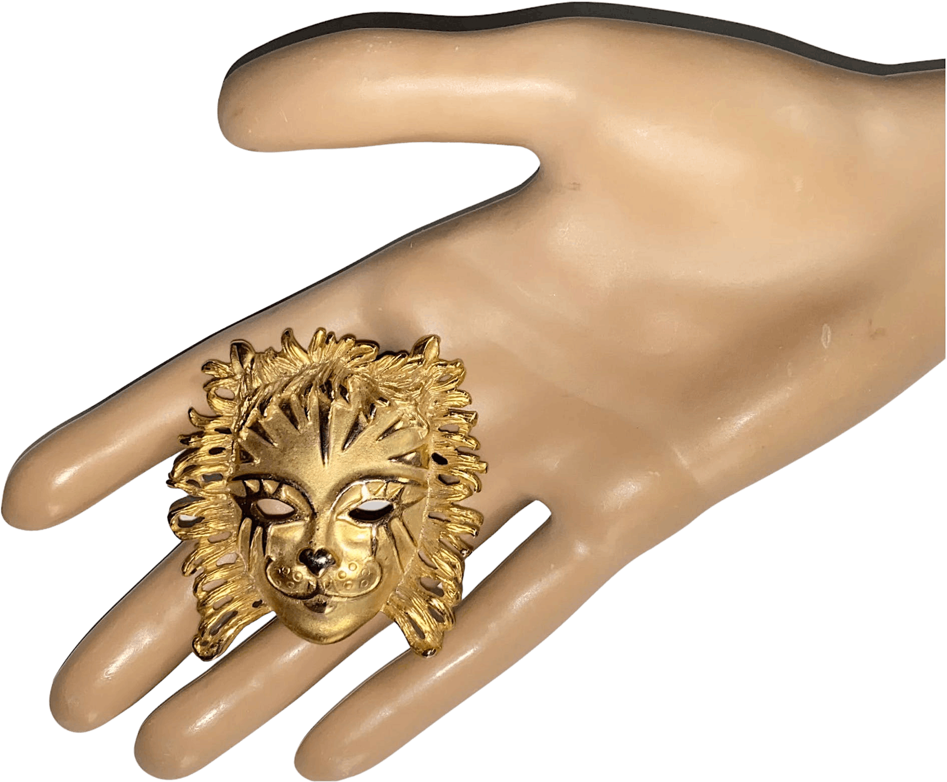 Vintage 70s/80s Large Gold Cat Mask Face Pin Brooch By Ajc | Shop THRILLING